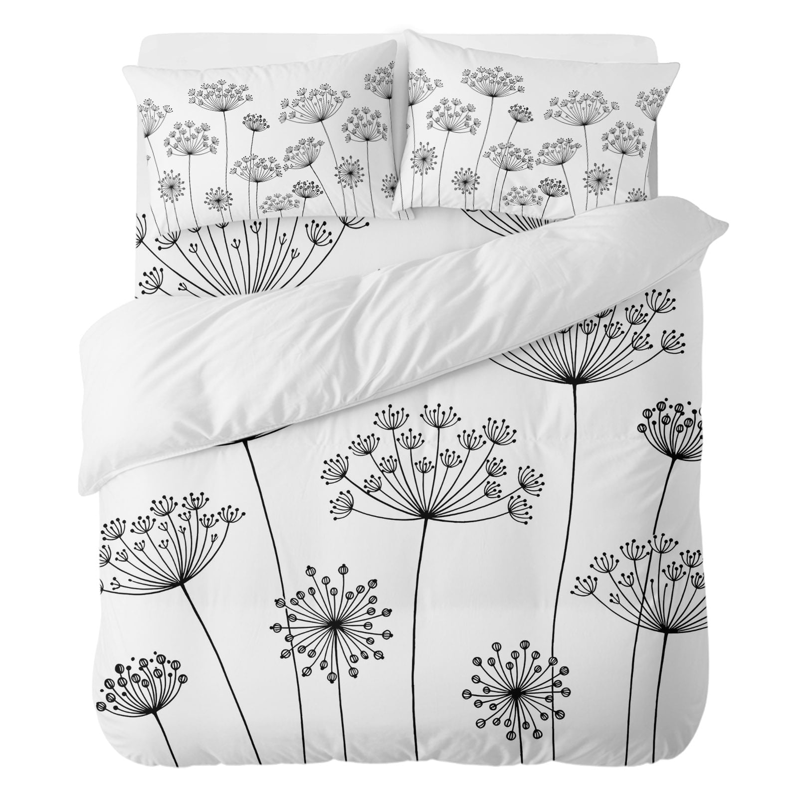 Dandelion Comforter Set Twin Size, Spring Country Black Dandelion ...