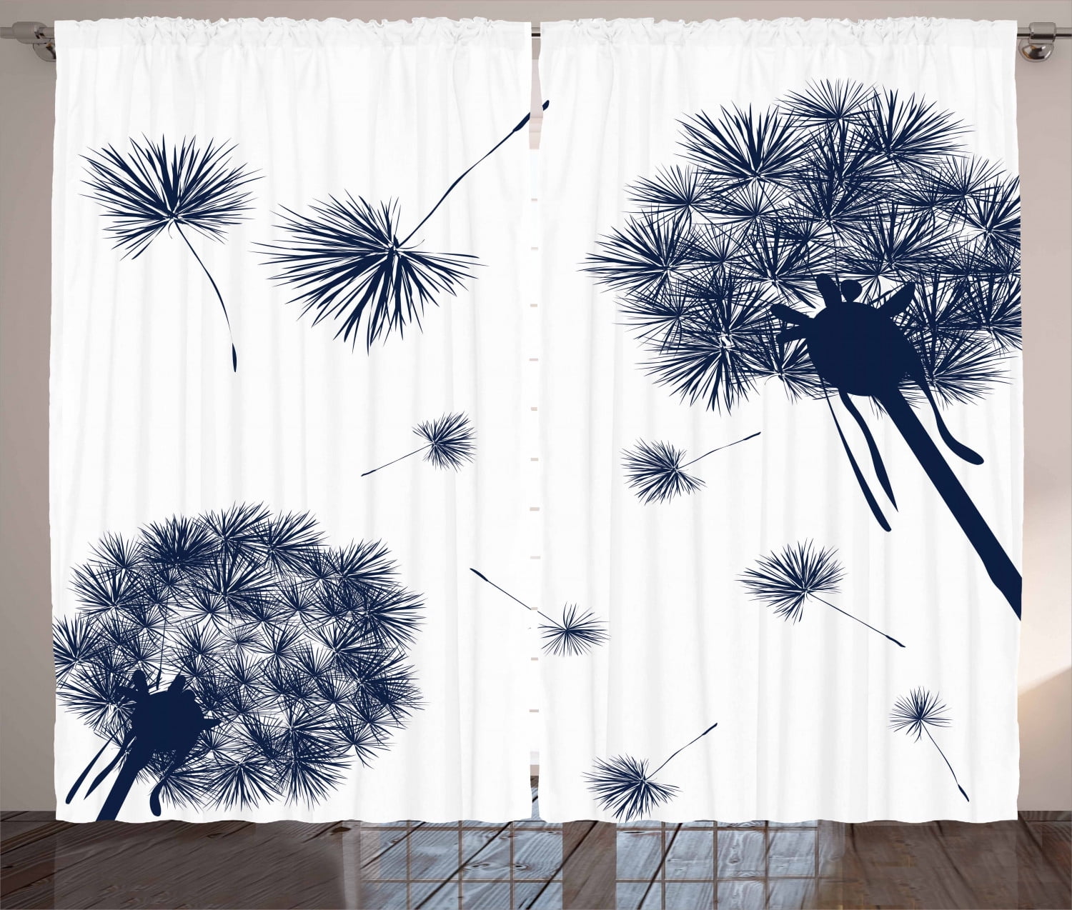 Ambesonne Dandelion Curtains 2 Panel Set, Flying Flower Elements, 108 ...