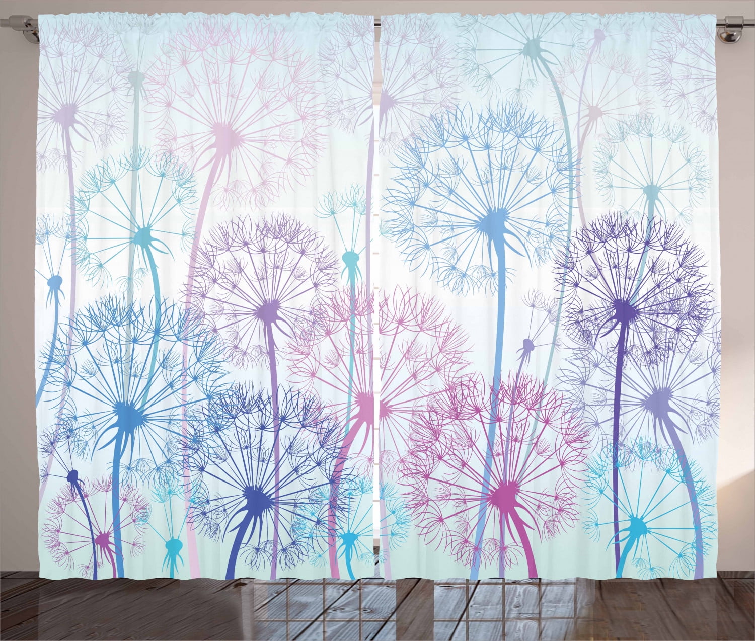 Ambesonne Dandelion Curtains 2 Panel Set, Abstract Flora Design, 108" x ...
