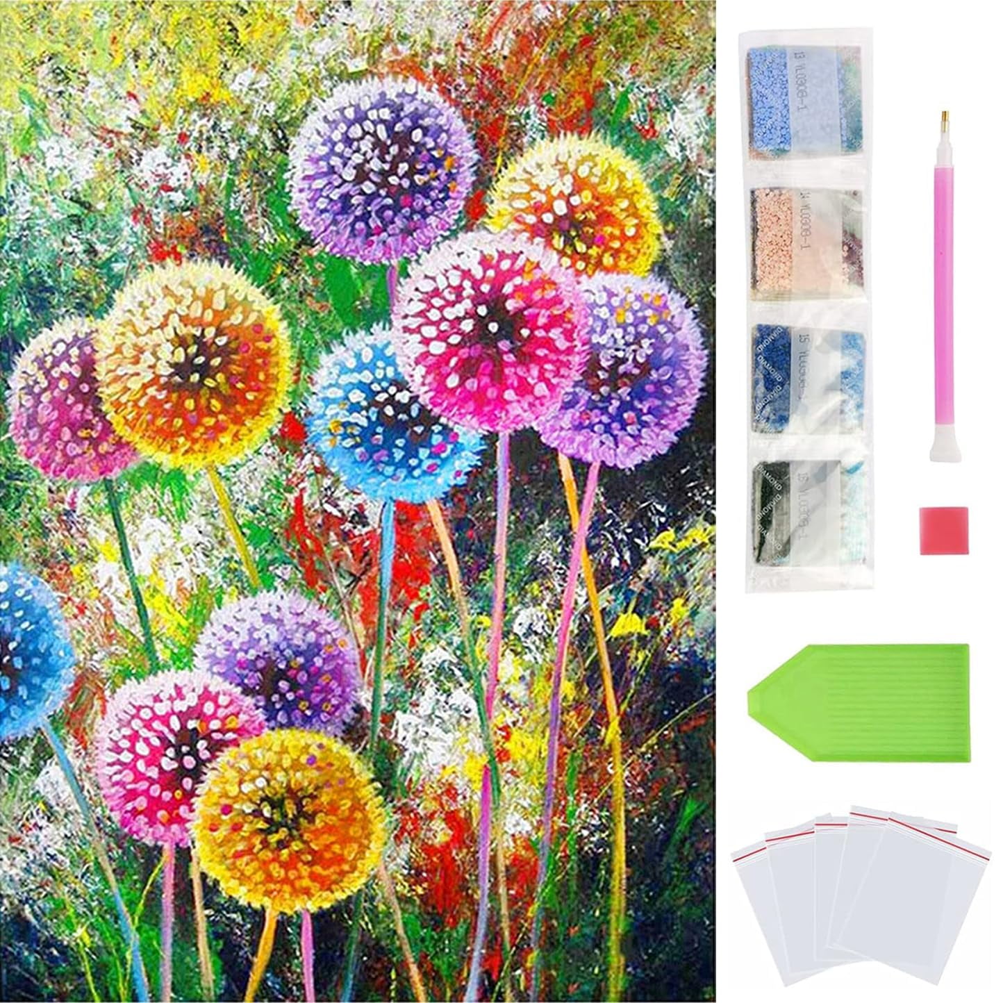 Dandelion Diamond Painting Kits Flower,Round Full Drill Diamond Art ...