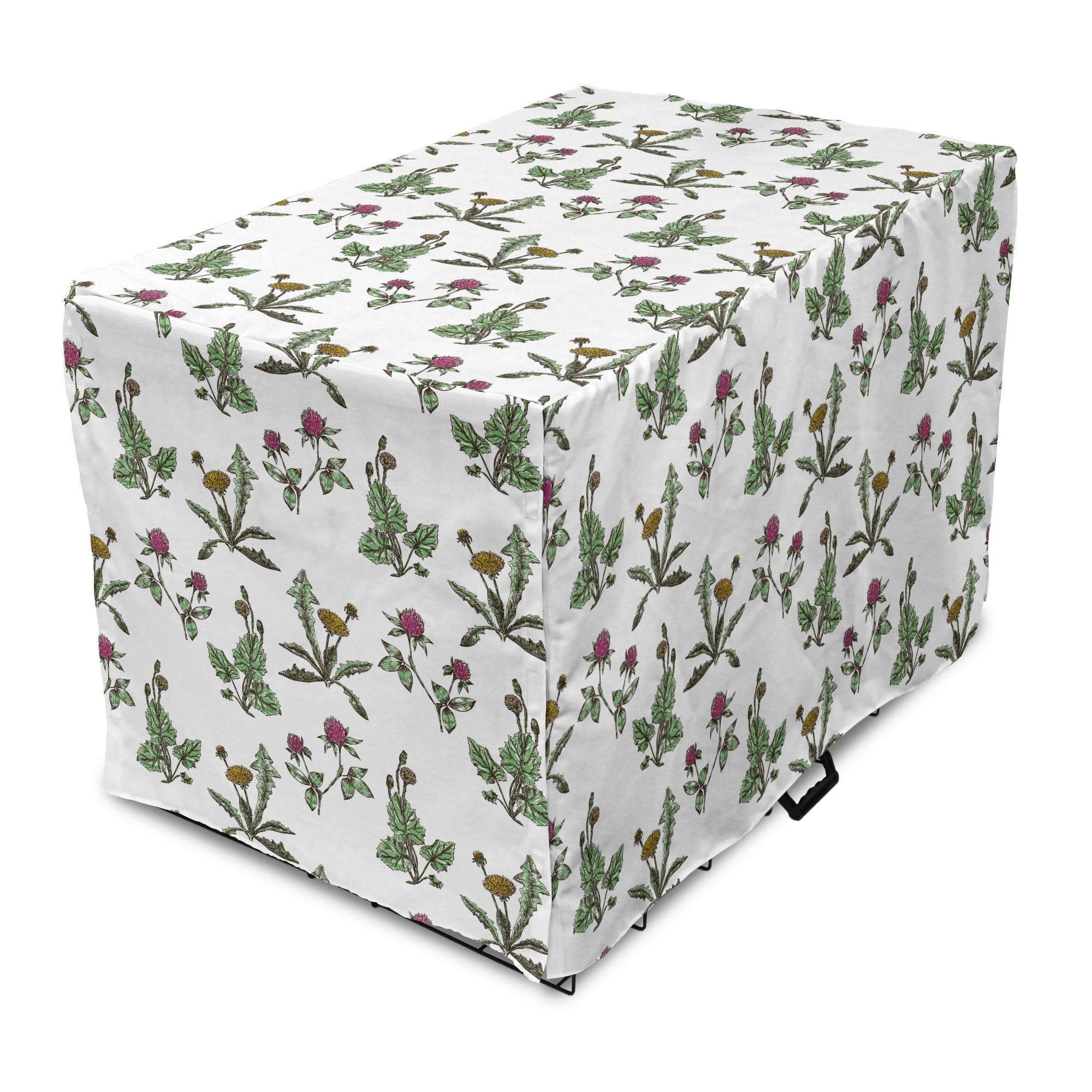 Dandelion Dog Crate Cover, Colorful Sketchy Pattern of Wild Meadow ...