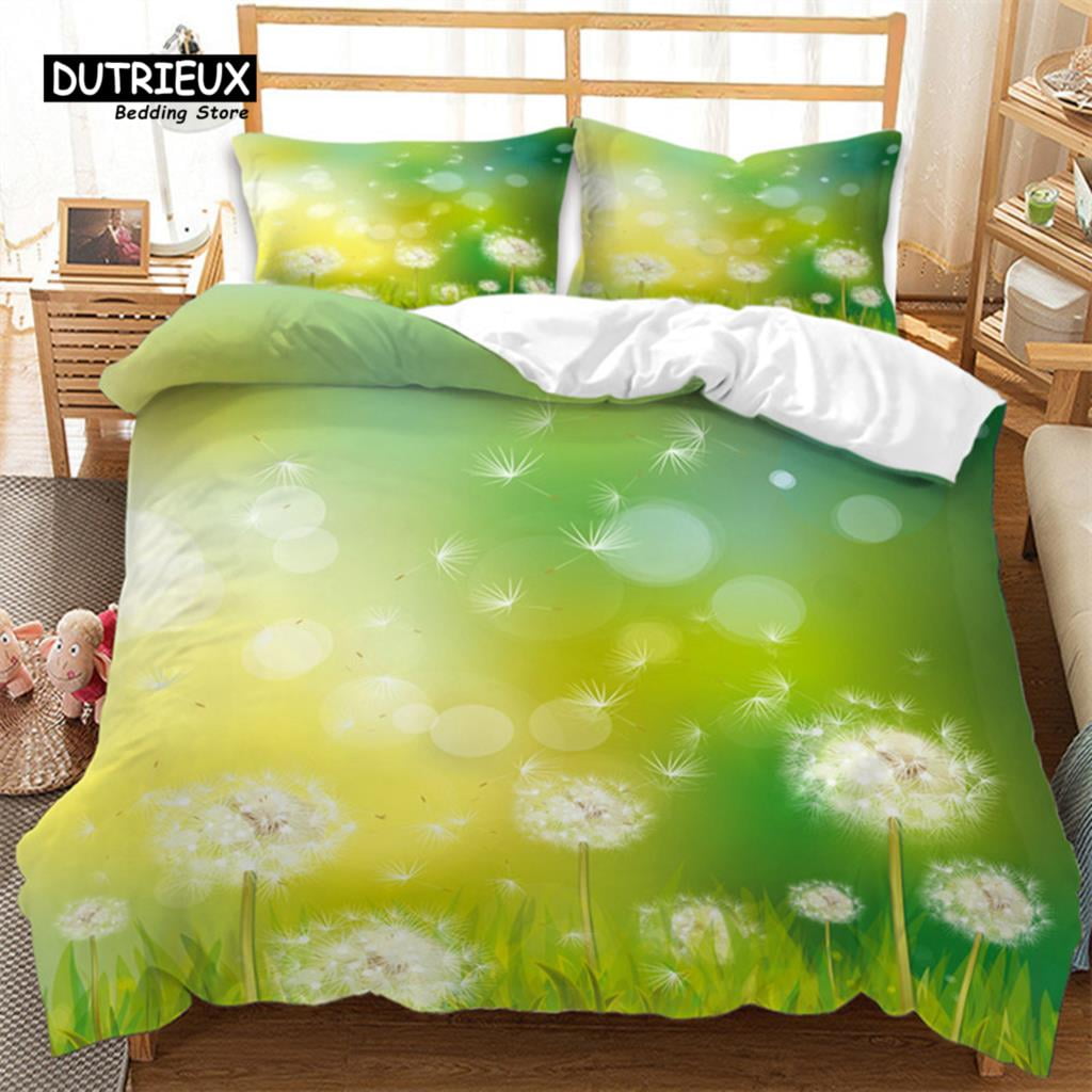 Dandelion Duvet Cover Set Spring Green Branch Garden Leaves Bedding Set ...
