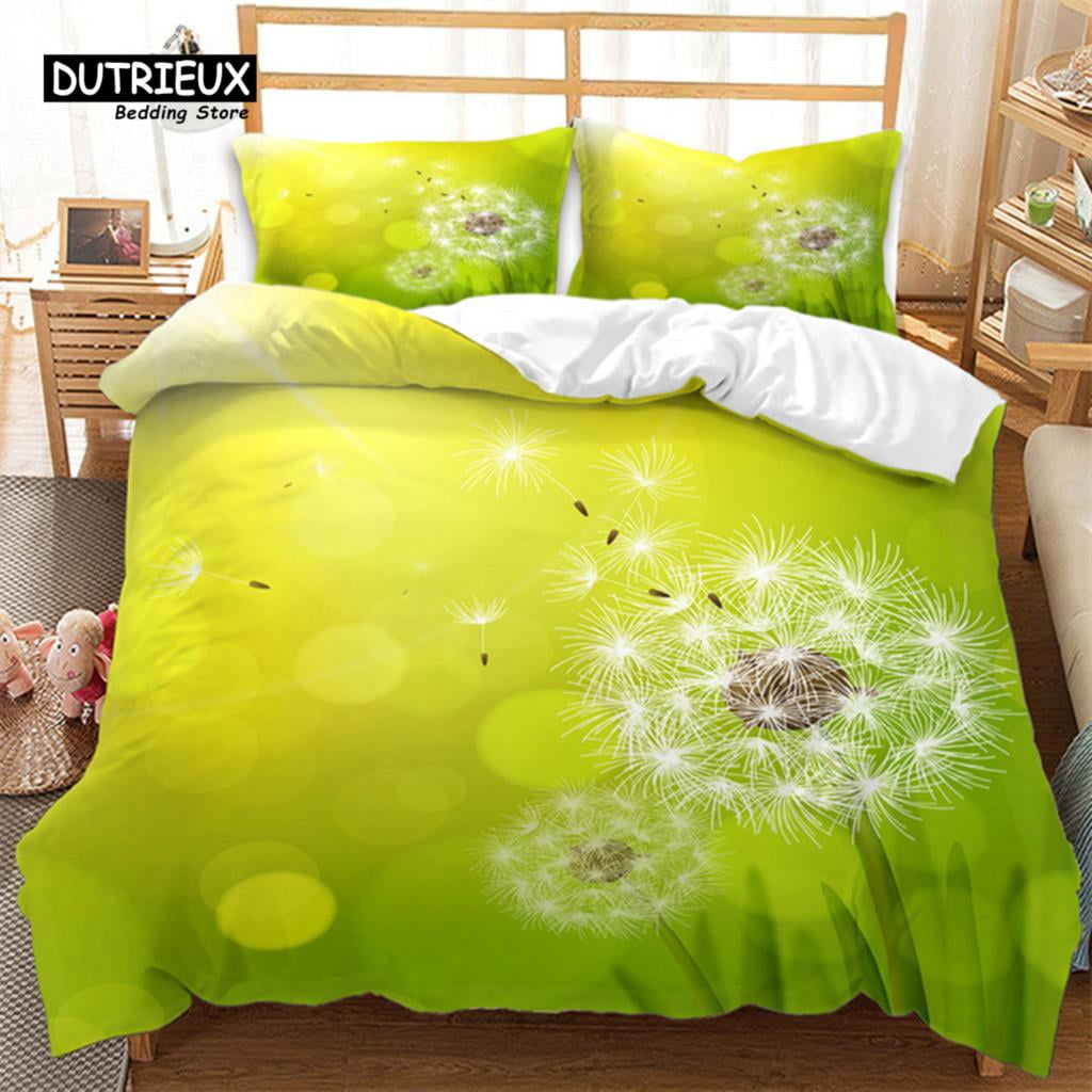Dandelion Duvet Cover Set Spring Green Branch Garden Leaves Bedding Set ...