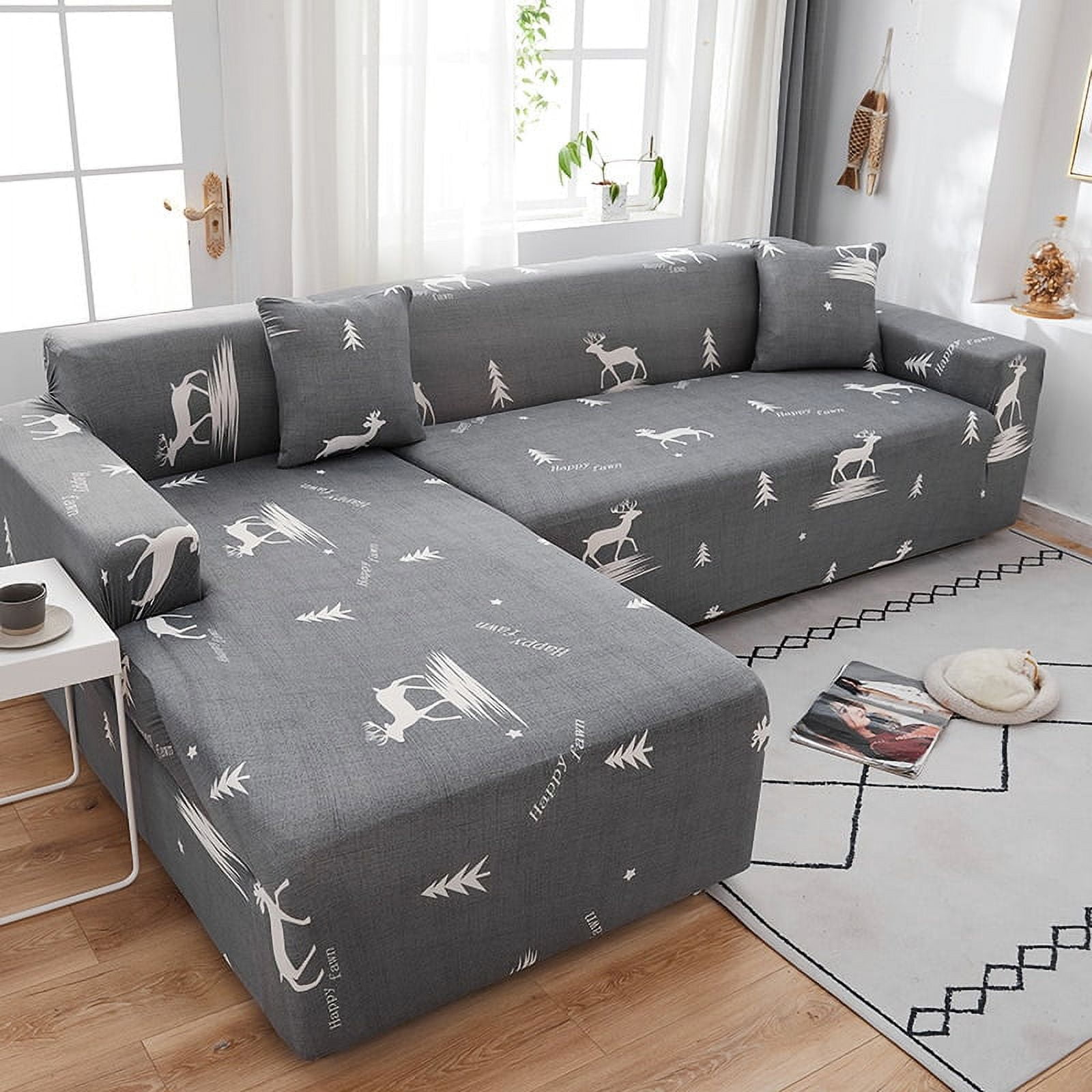 Dandelion Elastic Sofa Cover for Living Room L Shaped Couch Cover ...
