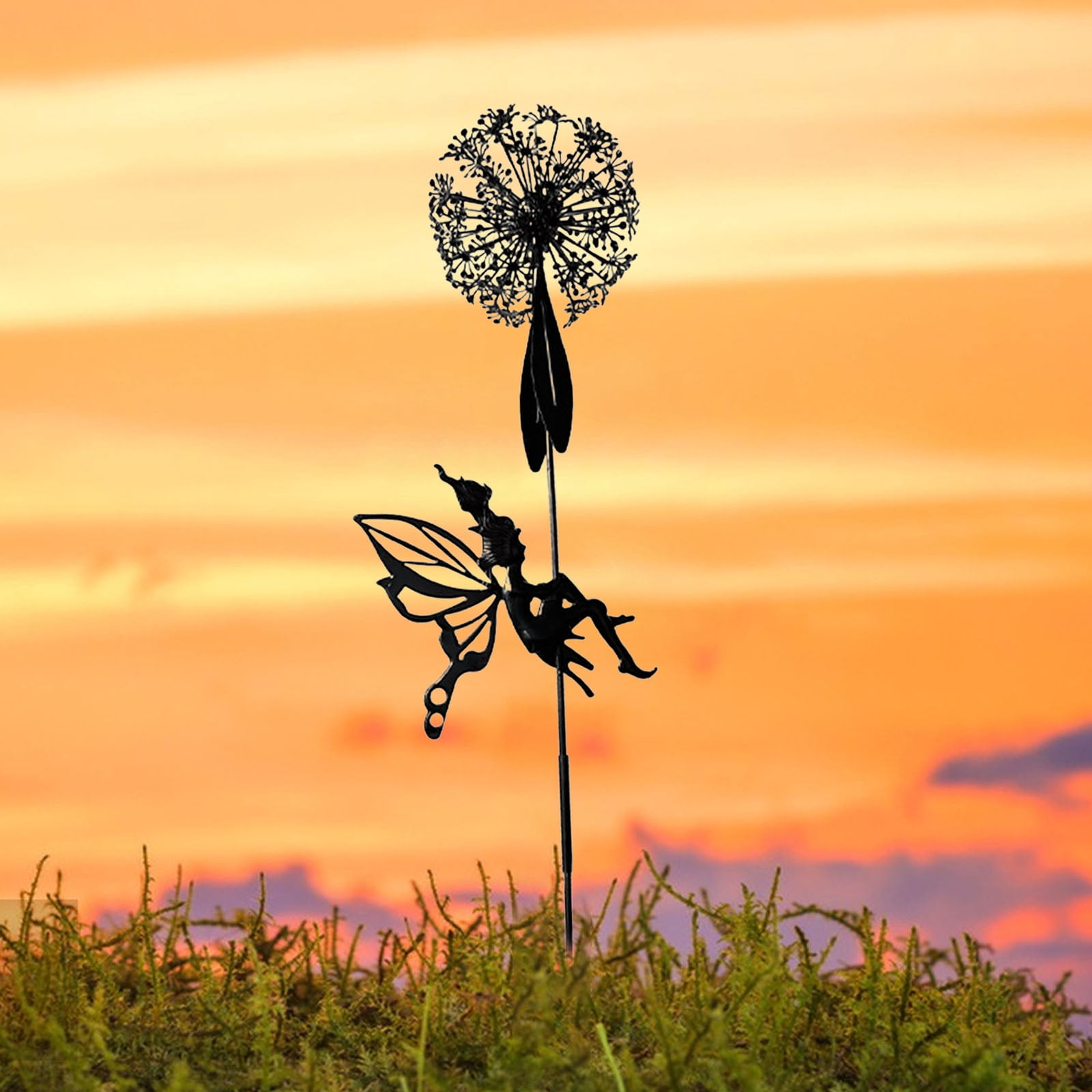 Dandelion Fairy Wind Sculpture, Garden Art Sculpture Steel Statue ...