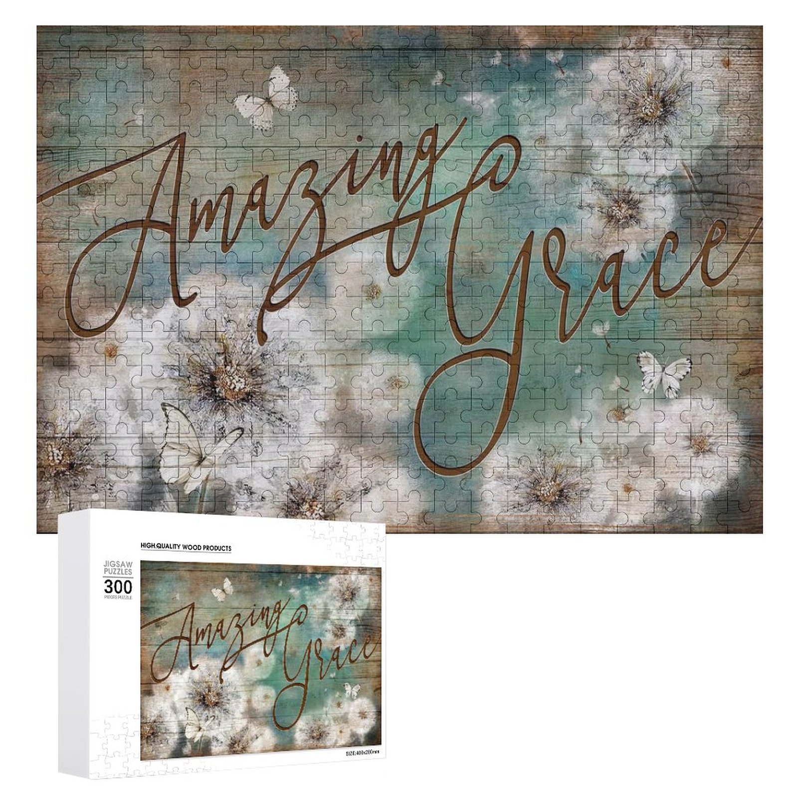 Dandelion Field 300 Piece Jigsaw Puzzle for Adults and Families - White Butterfly Christian ...