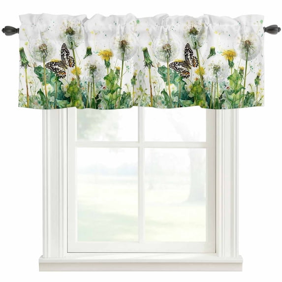Dandelion Field Valances for Windows Abstract Yellow Flower Monarch ...