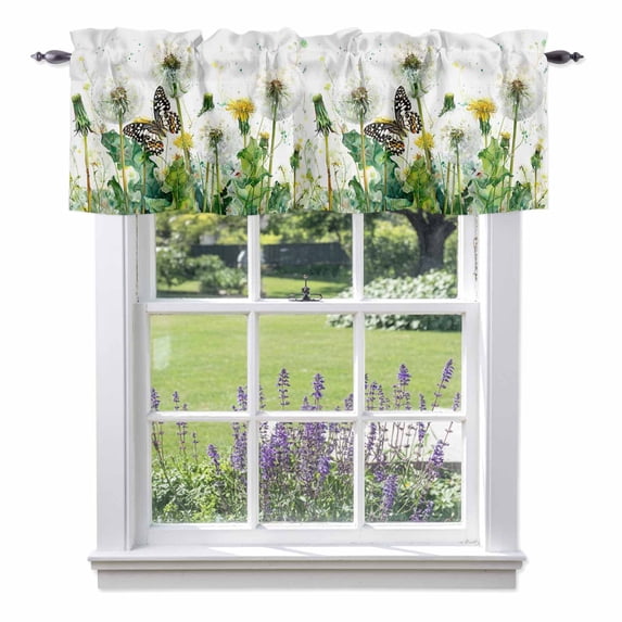 Dandelion Field Window Valance for Kitchen, Abstract Yellow Flower ...