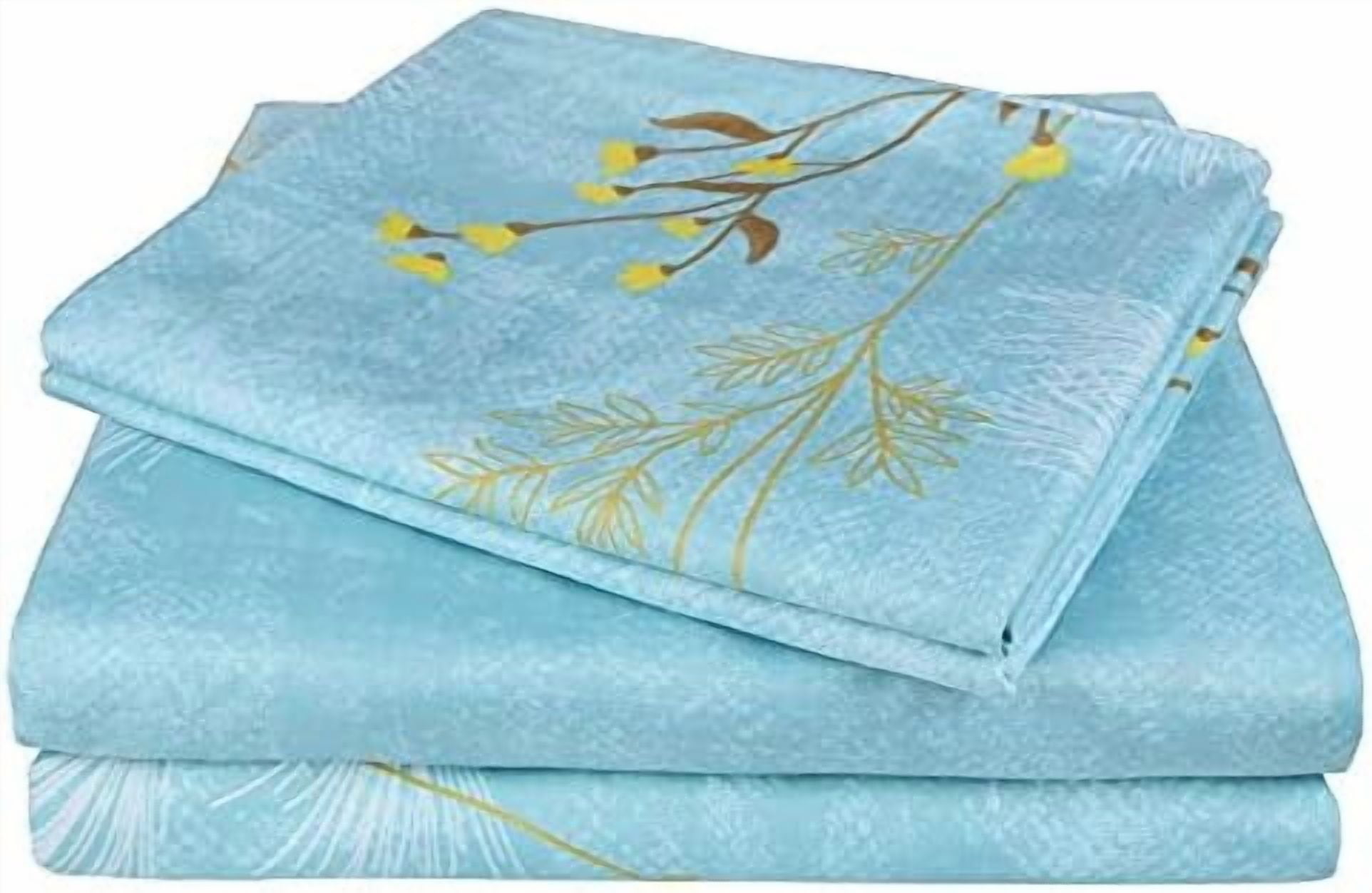 Dandelion Floral Print Sheet Set King, 4 Piece Brushed Microfiber ...