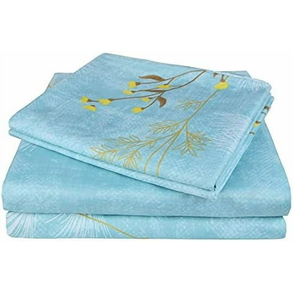 Dandelion Floral Print Sheet Set King, 4 Piece Brushed Microfiber ...