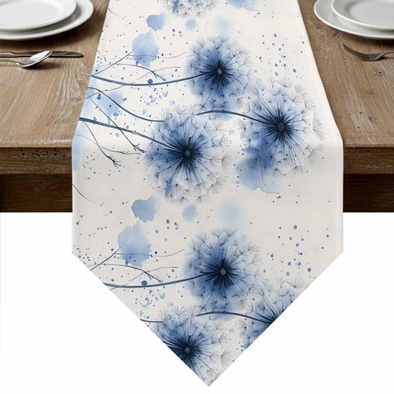 Dandelion Floral Table Runner Linen Burlap Table Runner 36 Inches Small ...