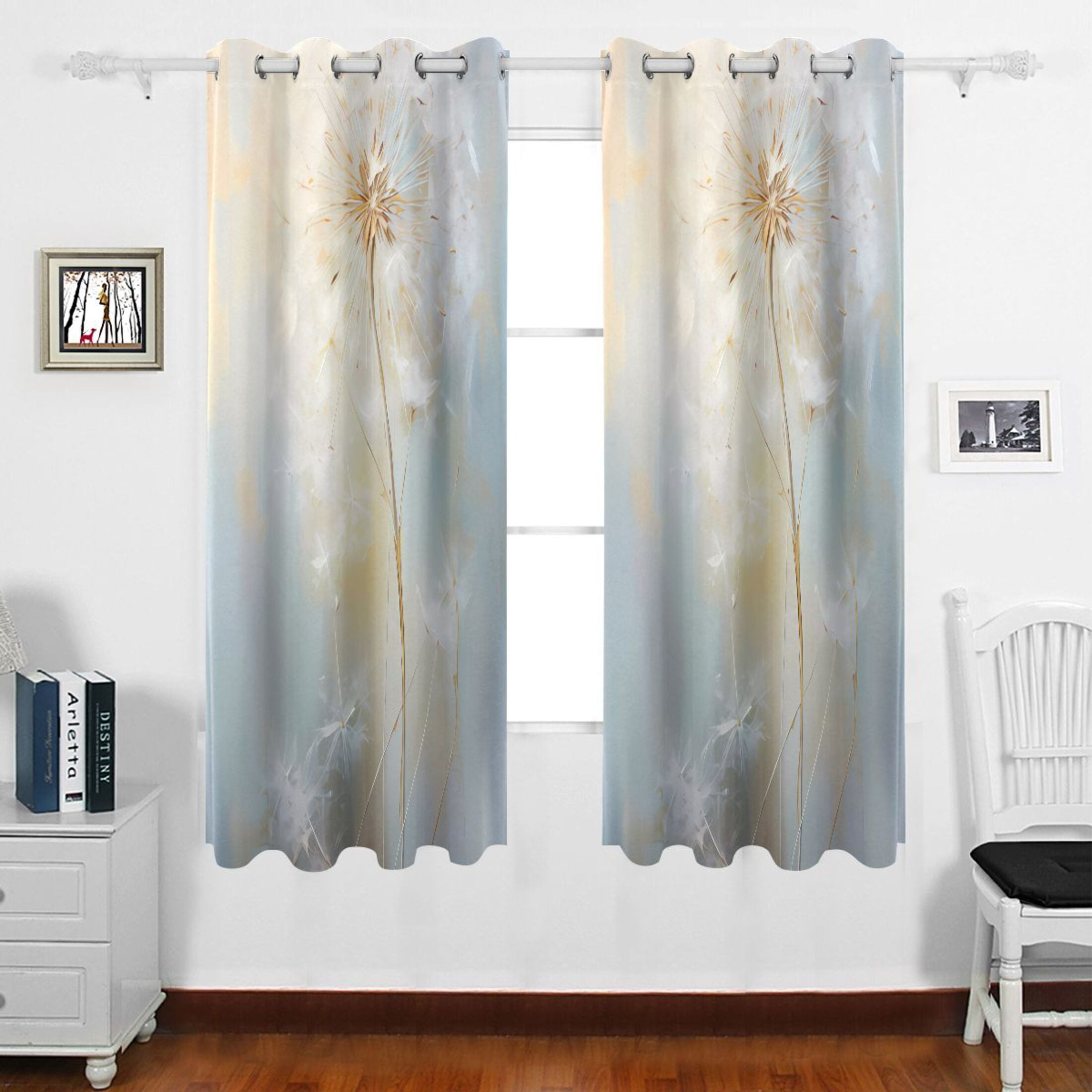 Dandelion Flower Grommet Blackout Curtains Thermal Insulated Window ...
