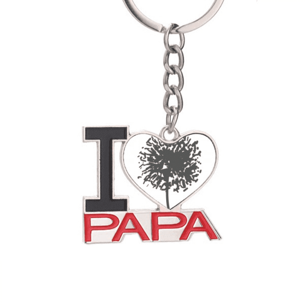 Dandelion Flower Outline Keychain Metal Keyring Holder Love PAPA Father ...