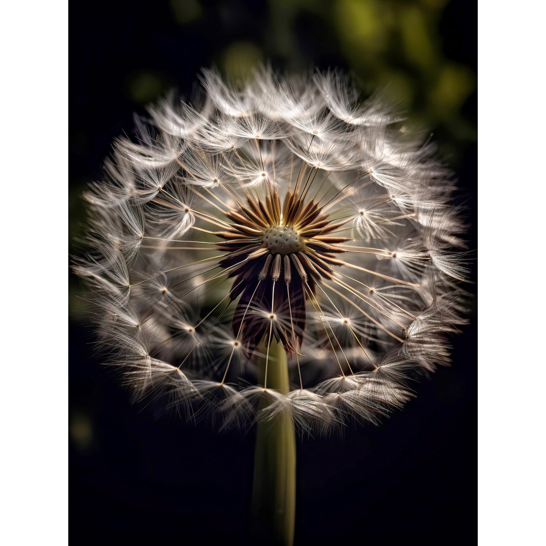 Dandelion Flower Pappus Macro Photograph Dark Close Up Detail Extra ...