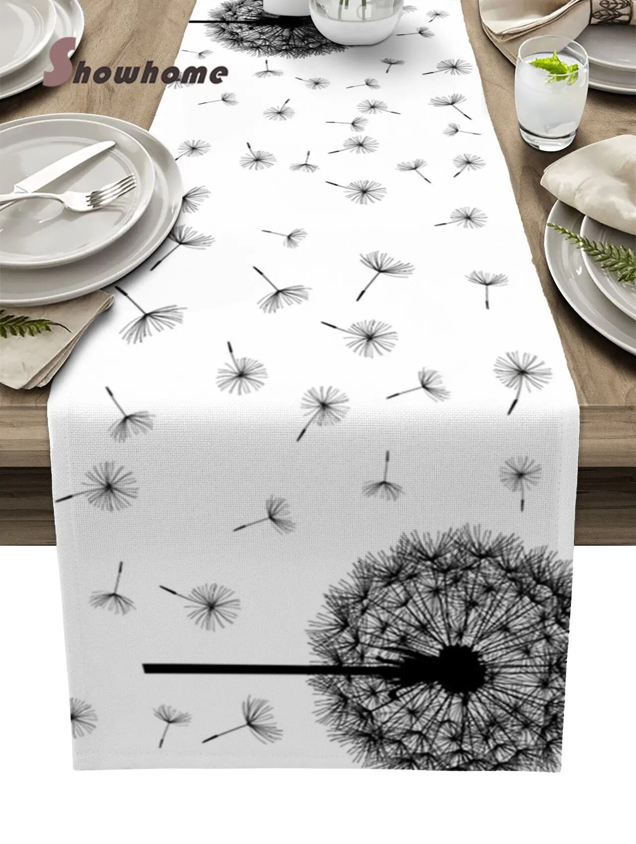 Dandelion Flower Plant Table Runner Wedding Party r Modern Coffee ...