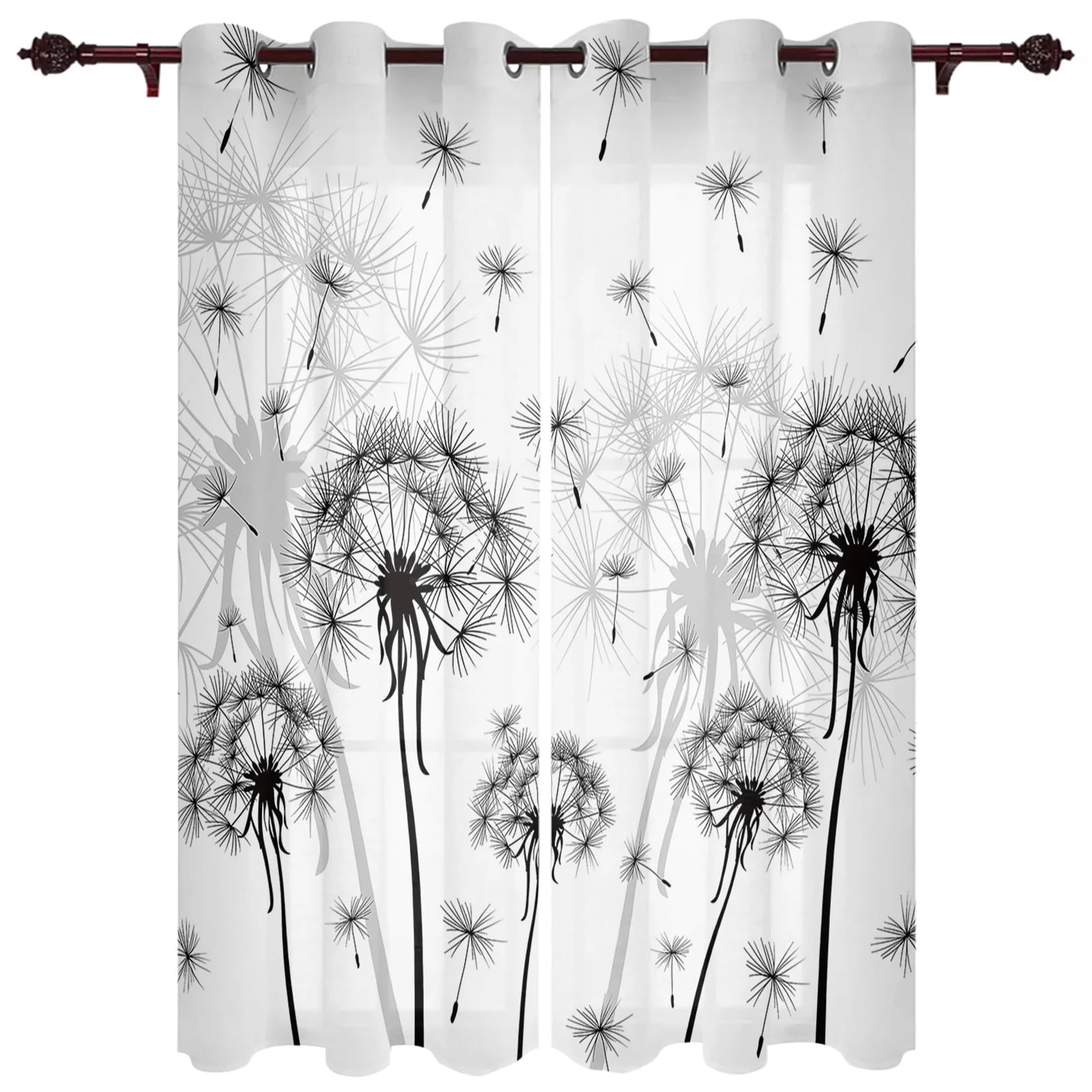 Dandelion Flower Plant Twig Window Curtains Home Decor Bedroom Curtains ...