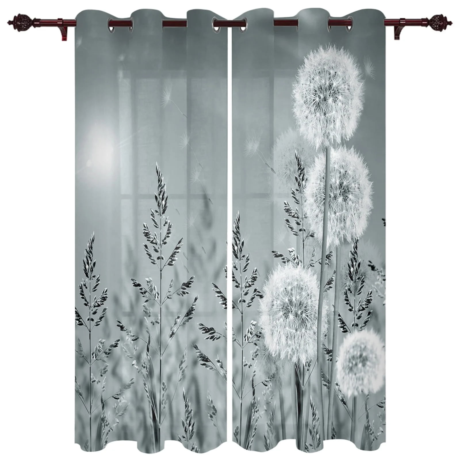 Dandelion Flower Plant Twig Window Curtains Home Decor Bedroom Curtains ...