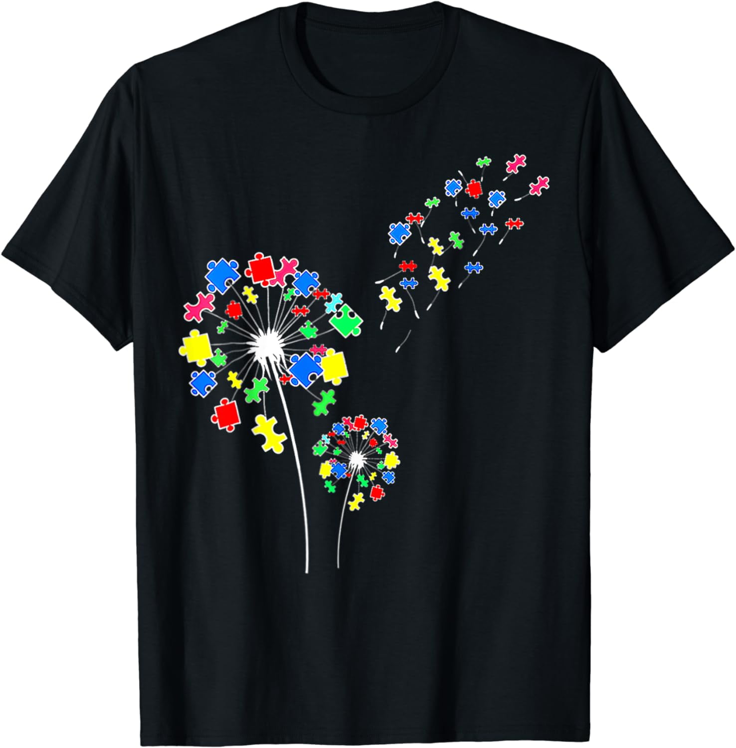 Dandelion Flower Puzzle Piece Inspirational Autism Awareness T-Shirt ...
