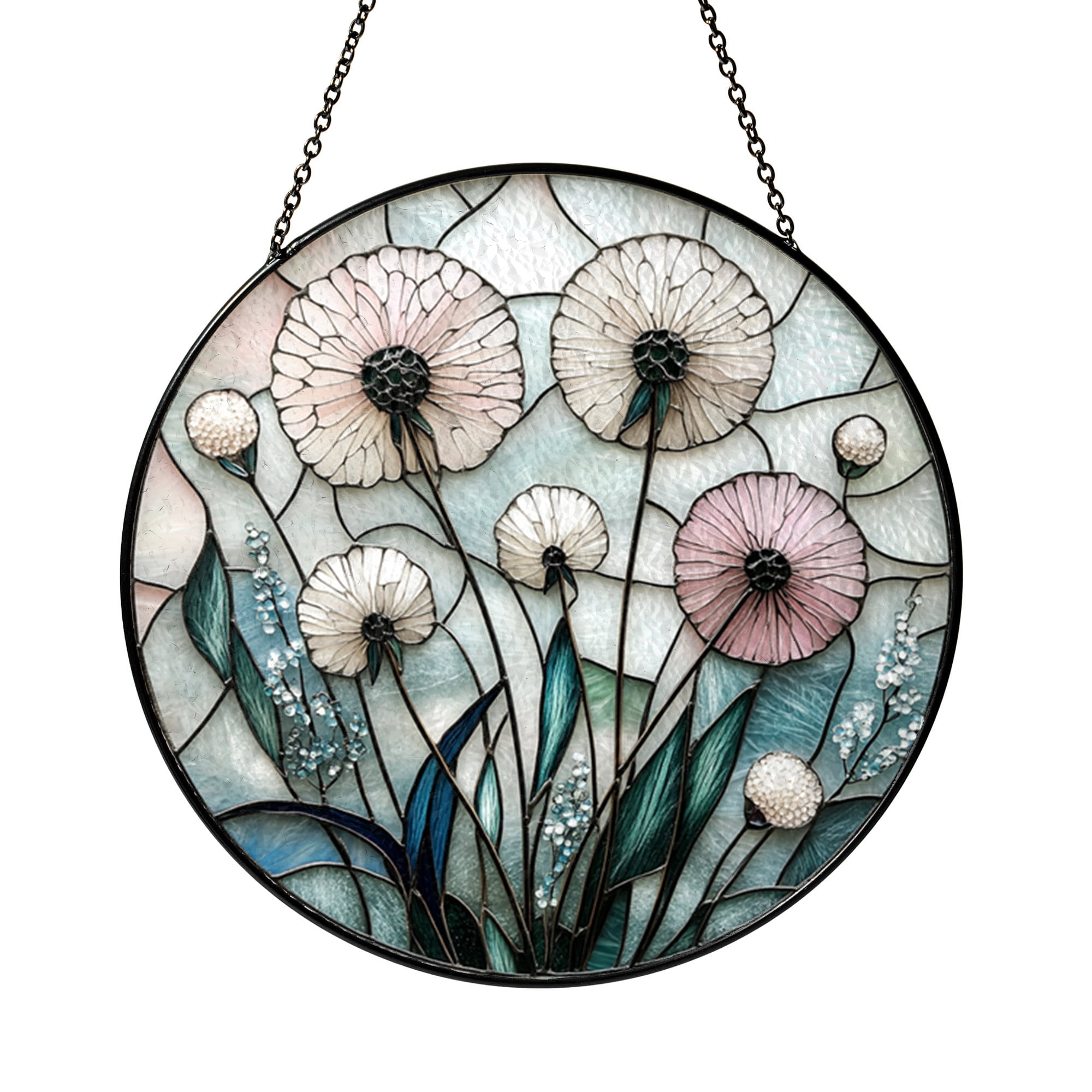 Dandelion Flower Stained Glass Suncatcher Decorative Window - Walmart.com