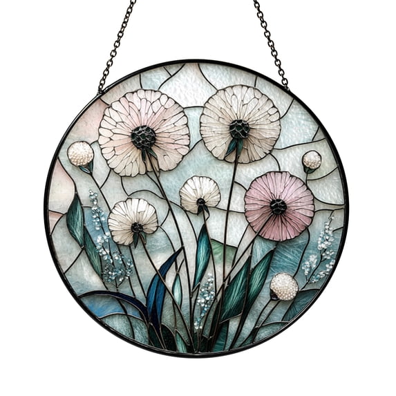 Dandelion Flower Stained Glass Suncatcher Decorative Window - Walmart.com