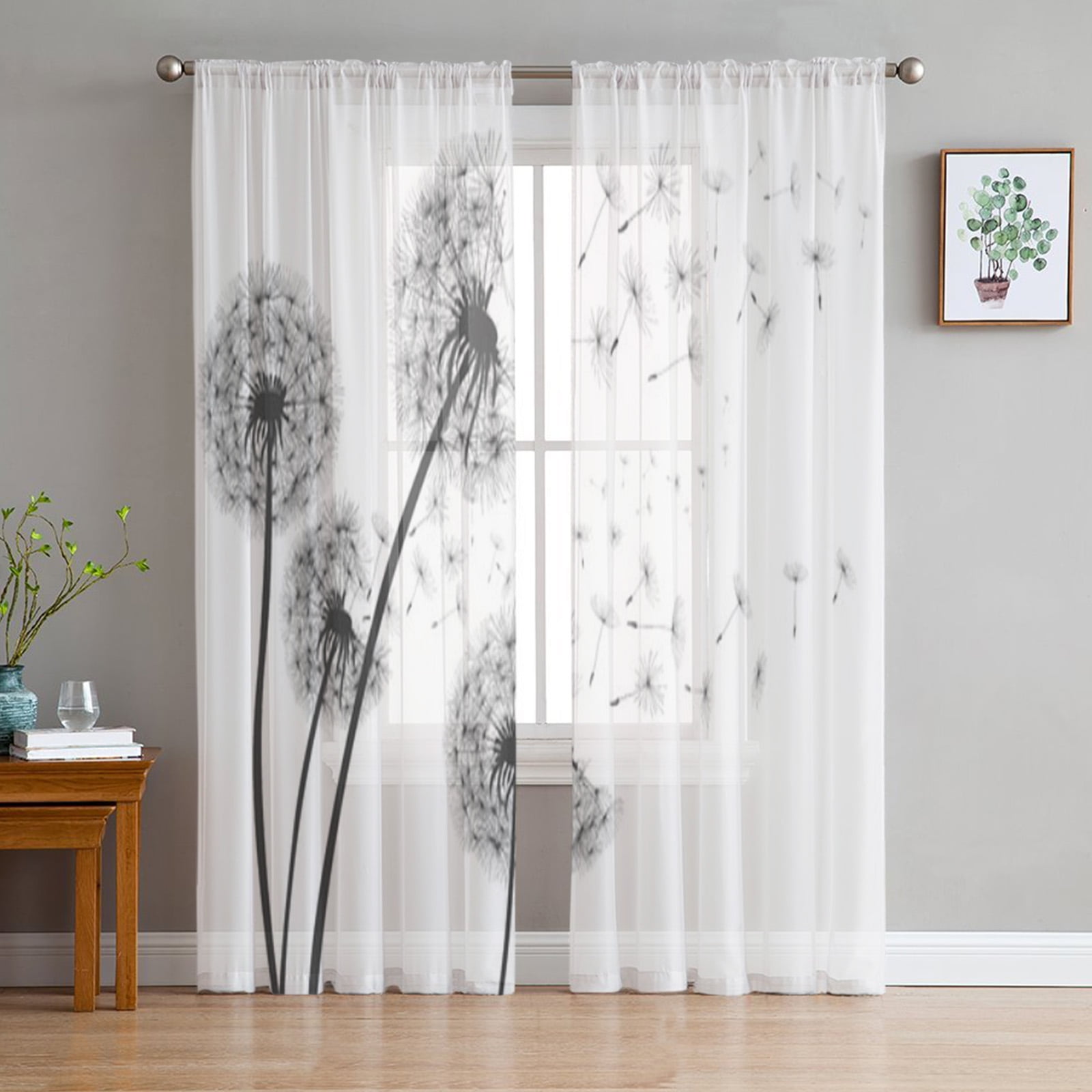 Dandelion Flower Tulle Sheer Window Curtains for Living Room The ...