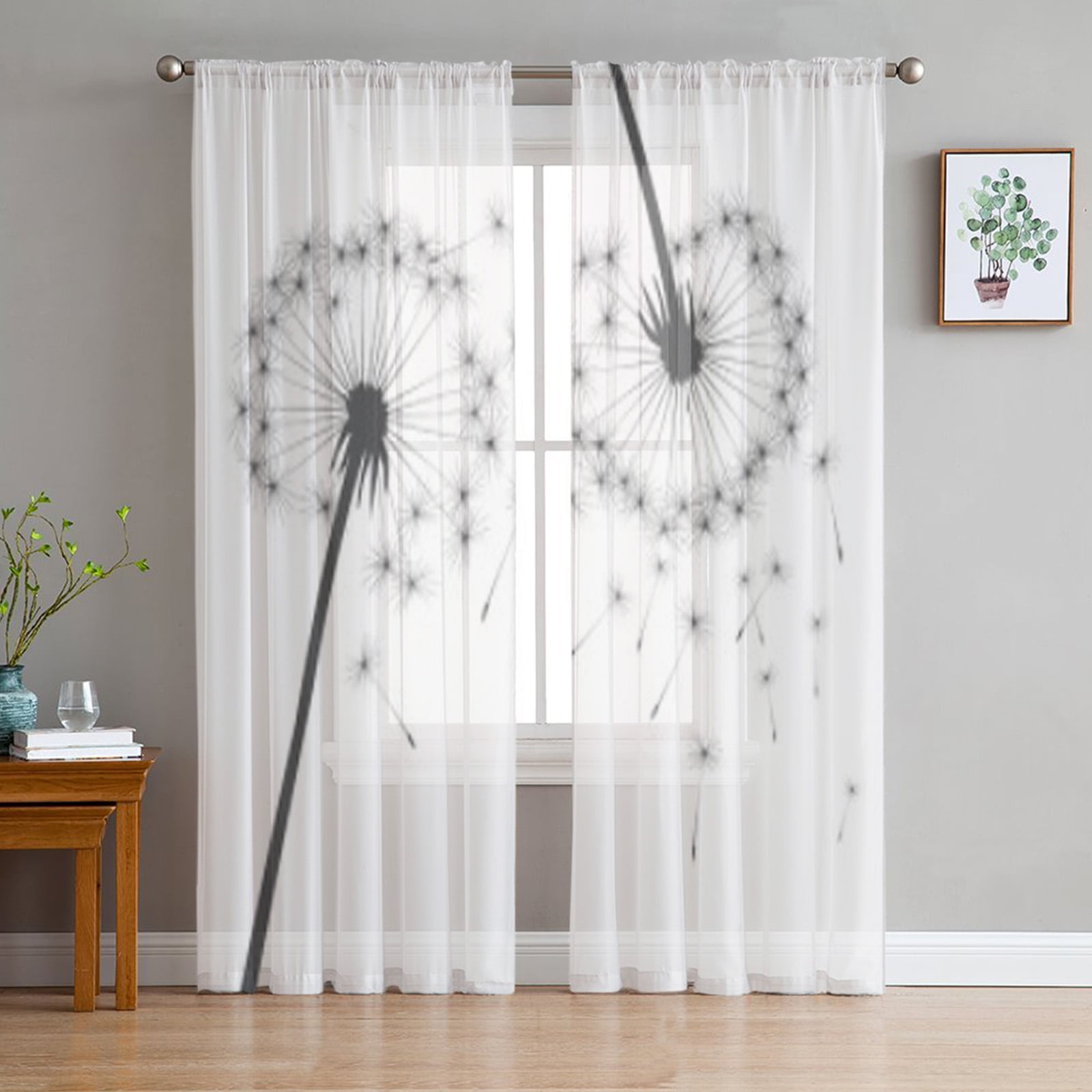 Dandelion Flower Tulle Sheer Window Curtains for Living Room The ...