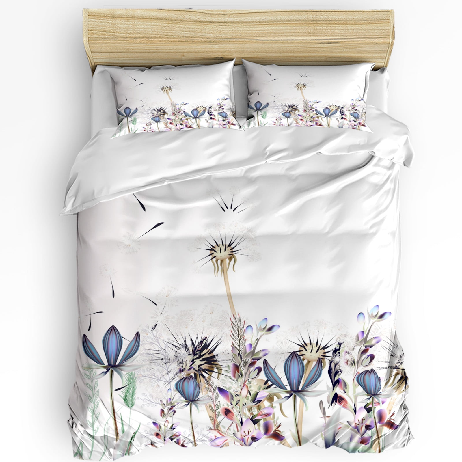 Dandelion Flower Watercolor Painting 3pcs Duvet Cover Set with Pillow ...