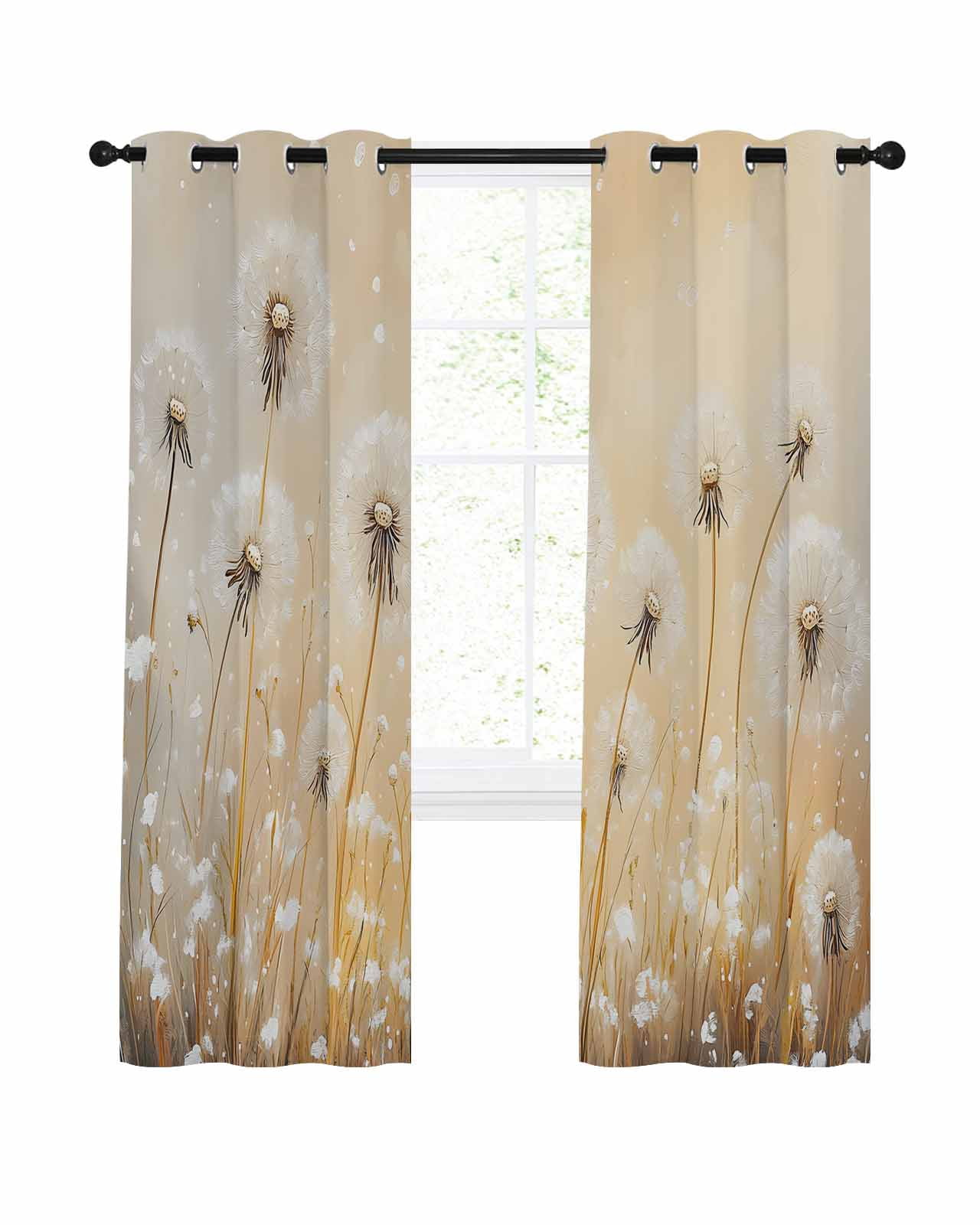 Dandelion Flowers Blackout Curtains 63 Inches Length, Farmhouse ...