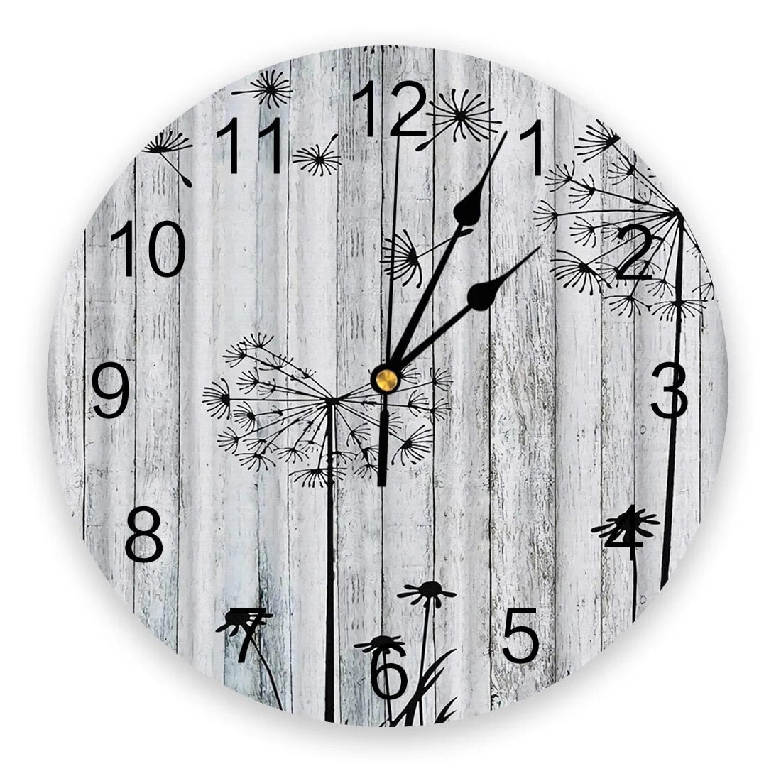 Dandelion Flowers Wood Board Wall Clock Home Decor Bedroom Silent ...