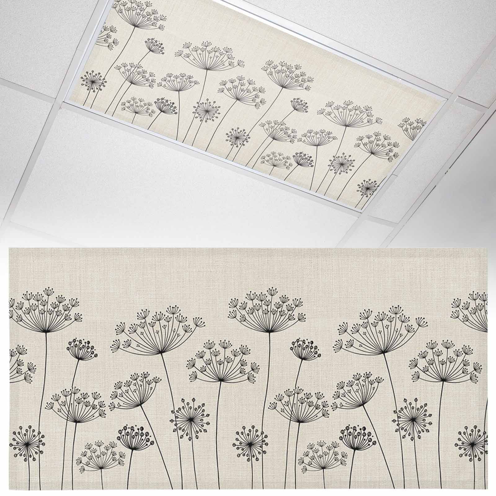 Dandelion Fluorescent Light Covers Spring Black Dandelion Floral Linen ...