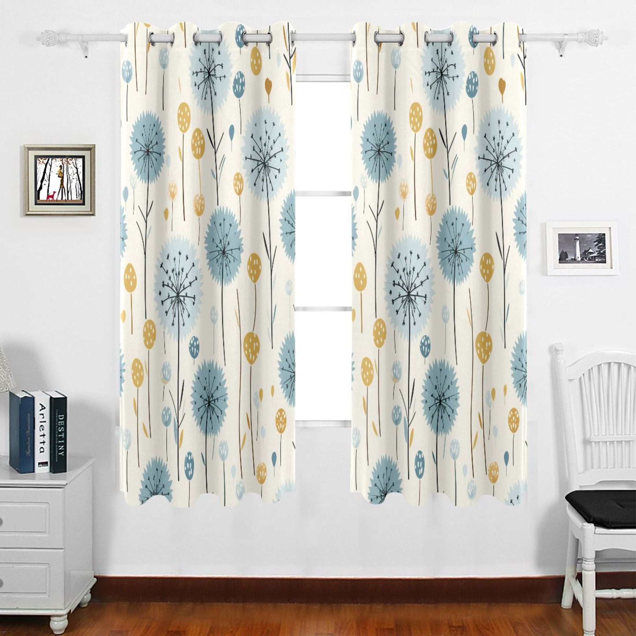 Dandelion Grommet Blackout Curtains Thermal Insulated Window Curtain ...