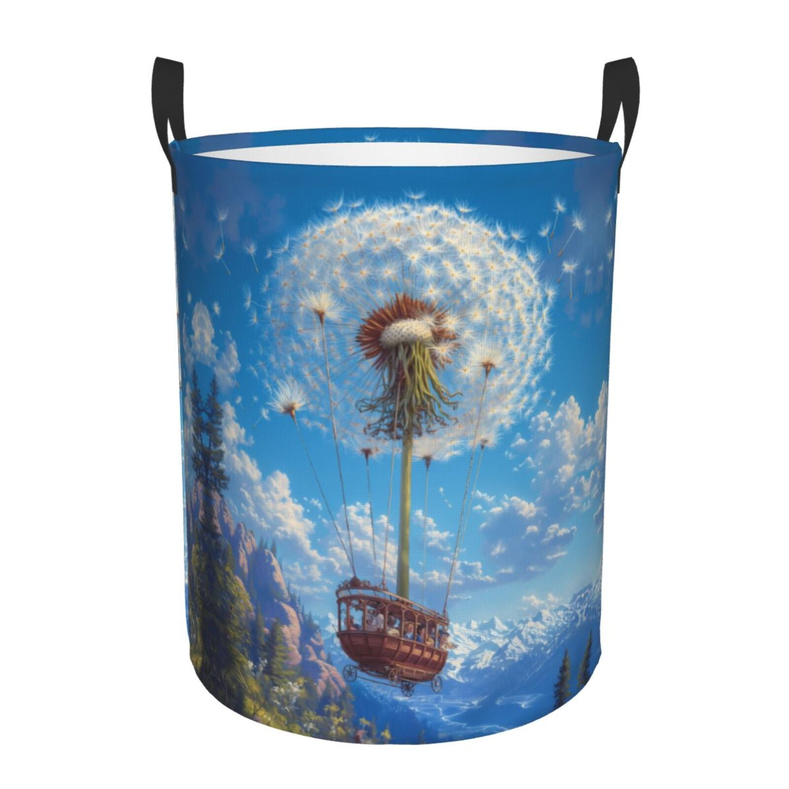 Dandelion Hot Air Balloon Round Laundry Basket, Laundry Hamper with ...