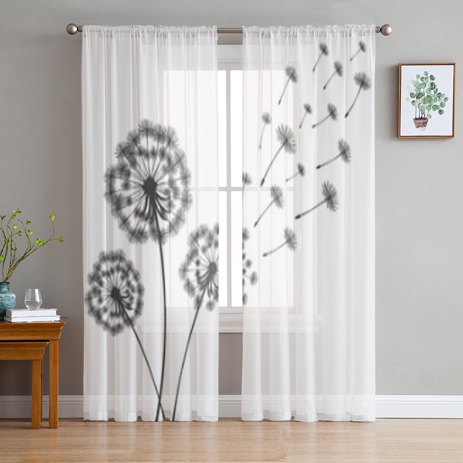 Dandelion In The Wind Sheer Tulle Curtains for Living Room Window ...