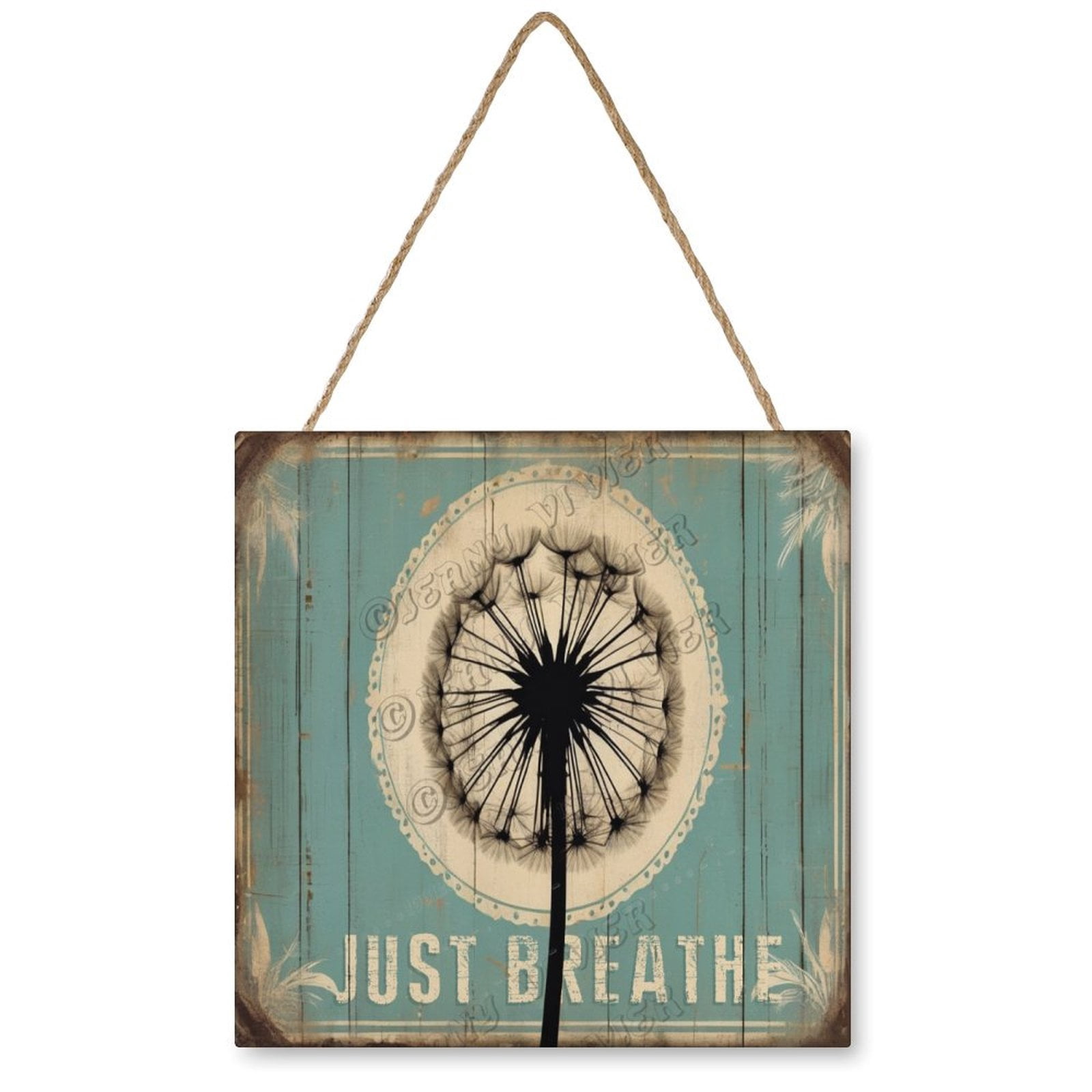 Dandelion Just Breathe Wall Art Wooden Sign Vintage Pictures for ...