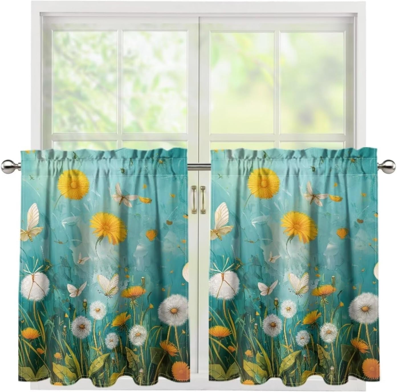 Dandelion Kitchen Curtains 36 inch,Short Blackout Curtains for Small ...