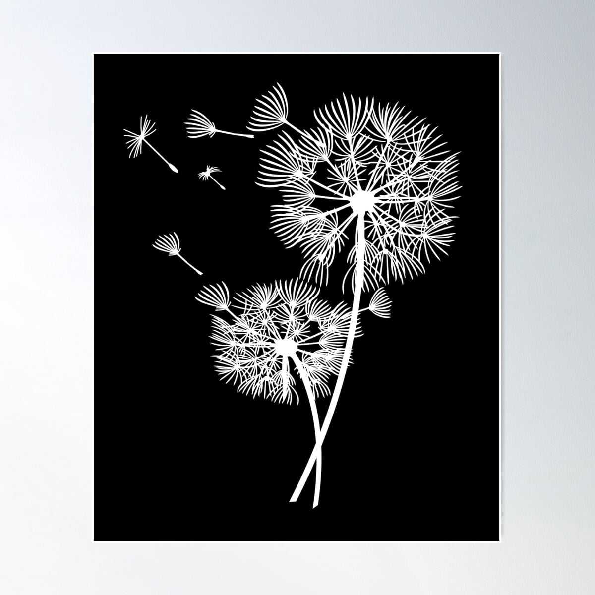 Dandelion Lucky Charm Floral Print Flowers Gift Poster Wall Art Modern ...