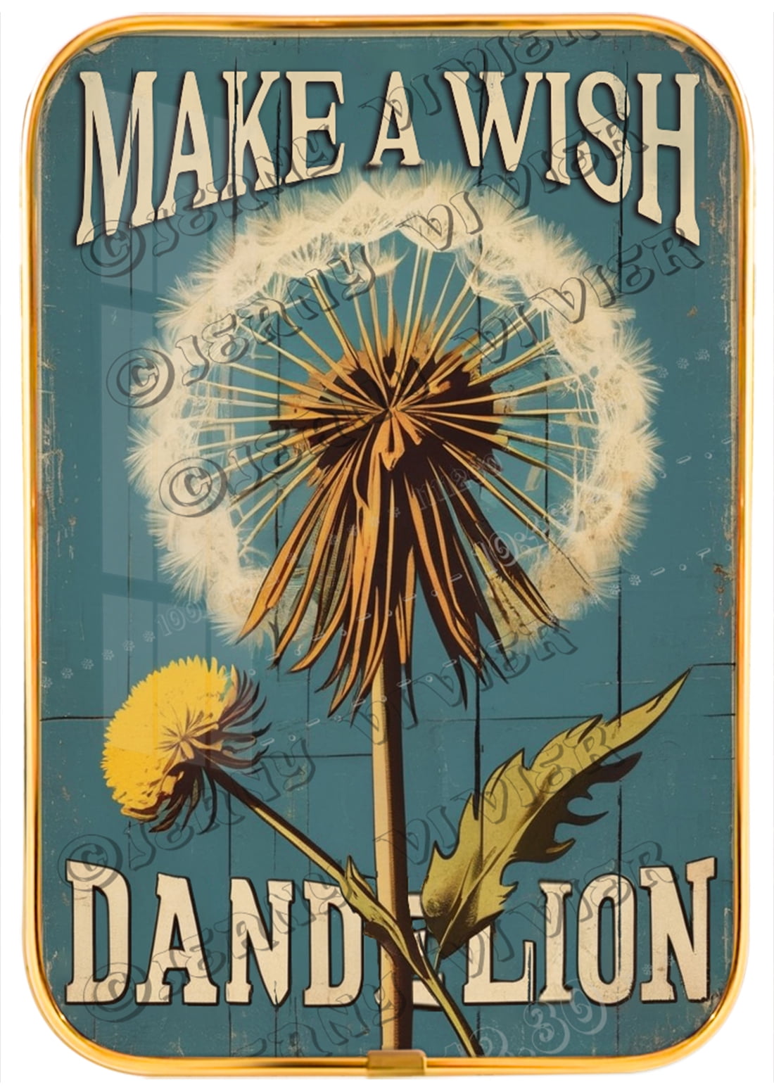 Dandelion Make A Wish Decor 12"x8" Crystal Porcelain Painting Wall ...