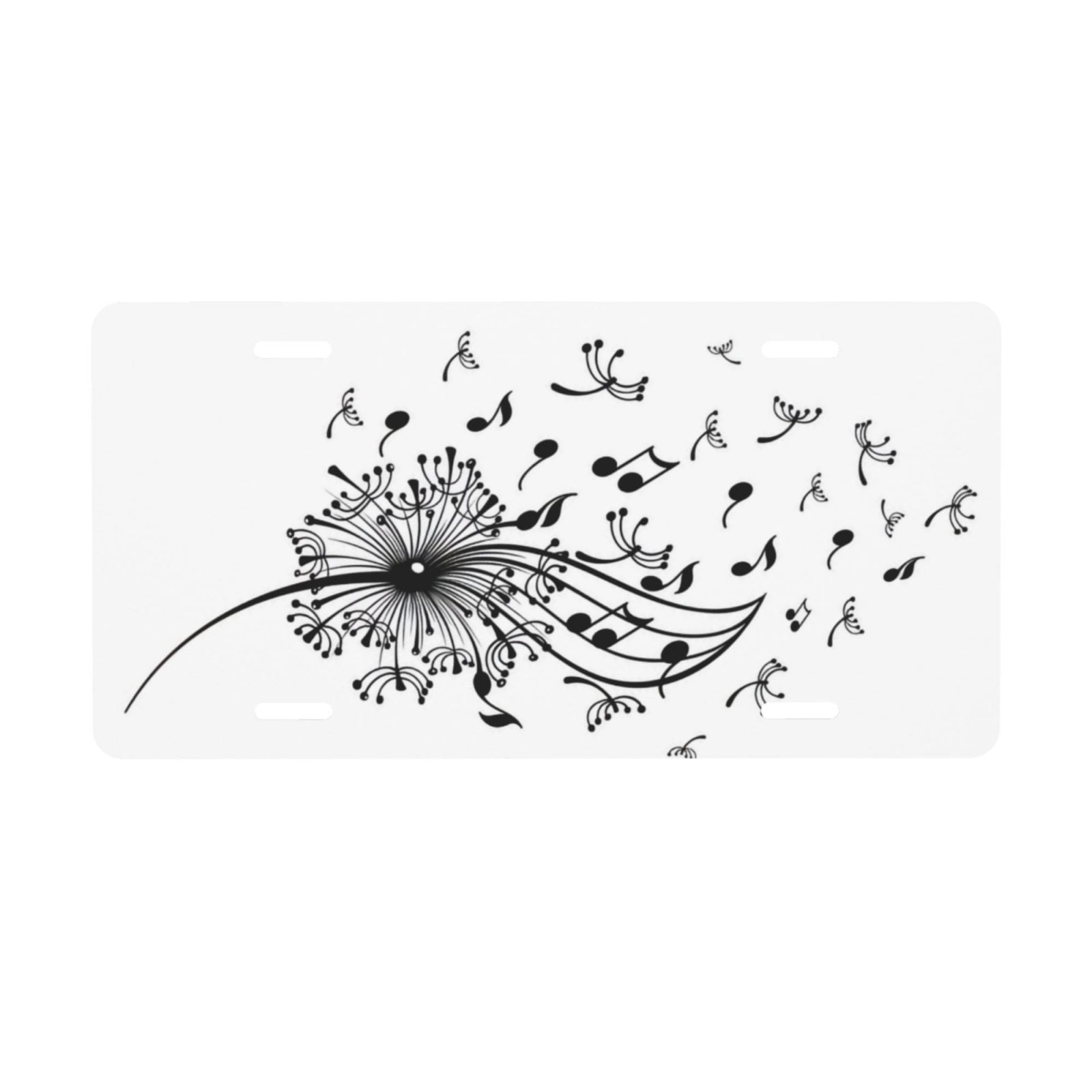 Dandelion Music Notes License Plate with 4 Holes,Novelty Aluminum Metal ...