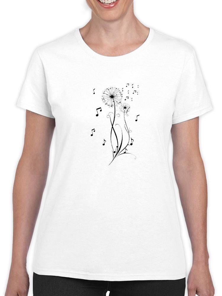 Dandelion Music Notes T-shirt Women's -SmartPrintsInk Designs - Walmart.com