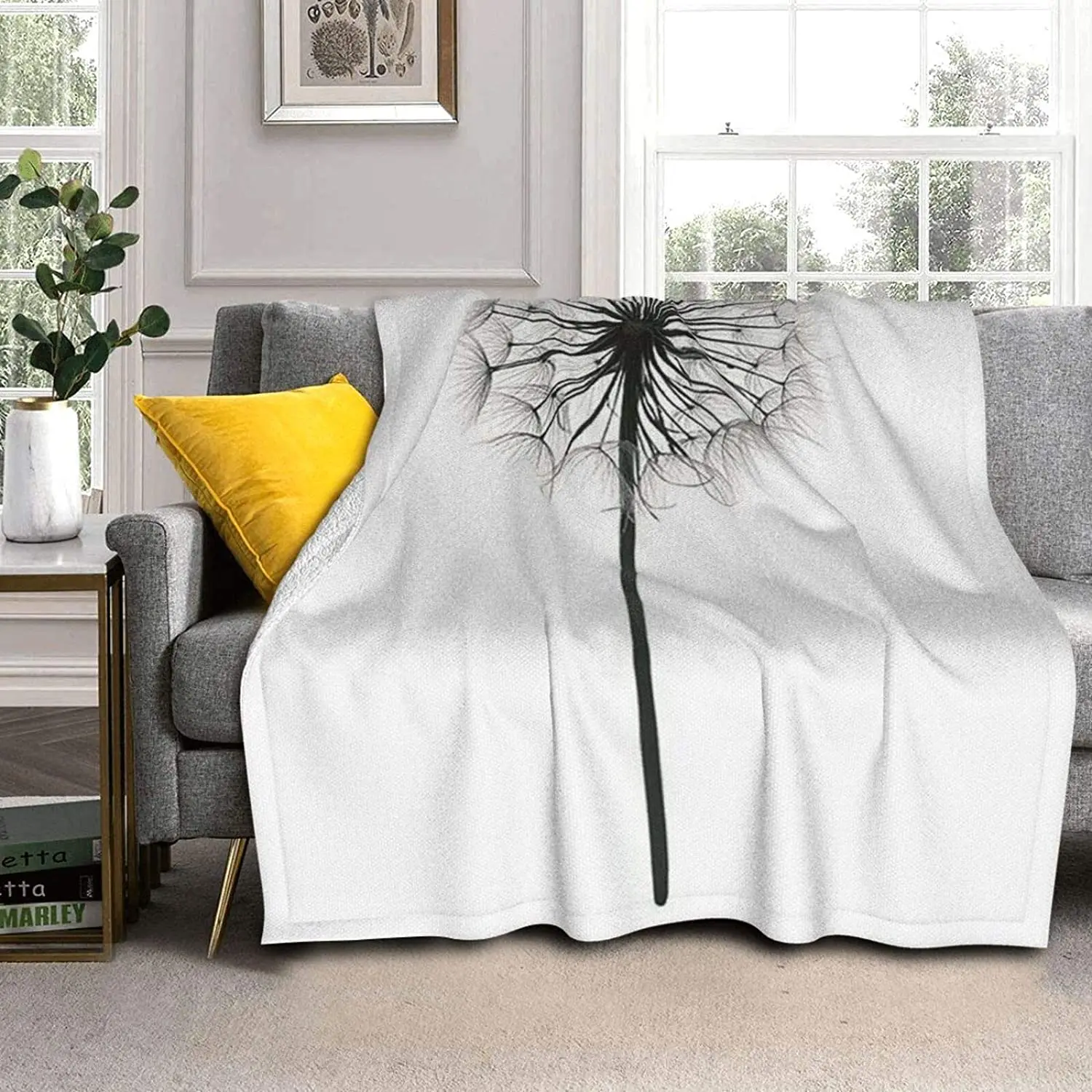 Dandelion Plant Flannel Throw Blanket Lightweight Soft Cozy Warm for ...