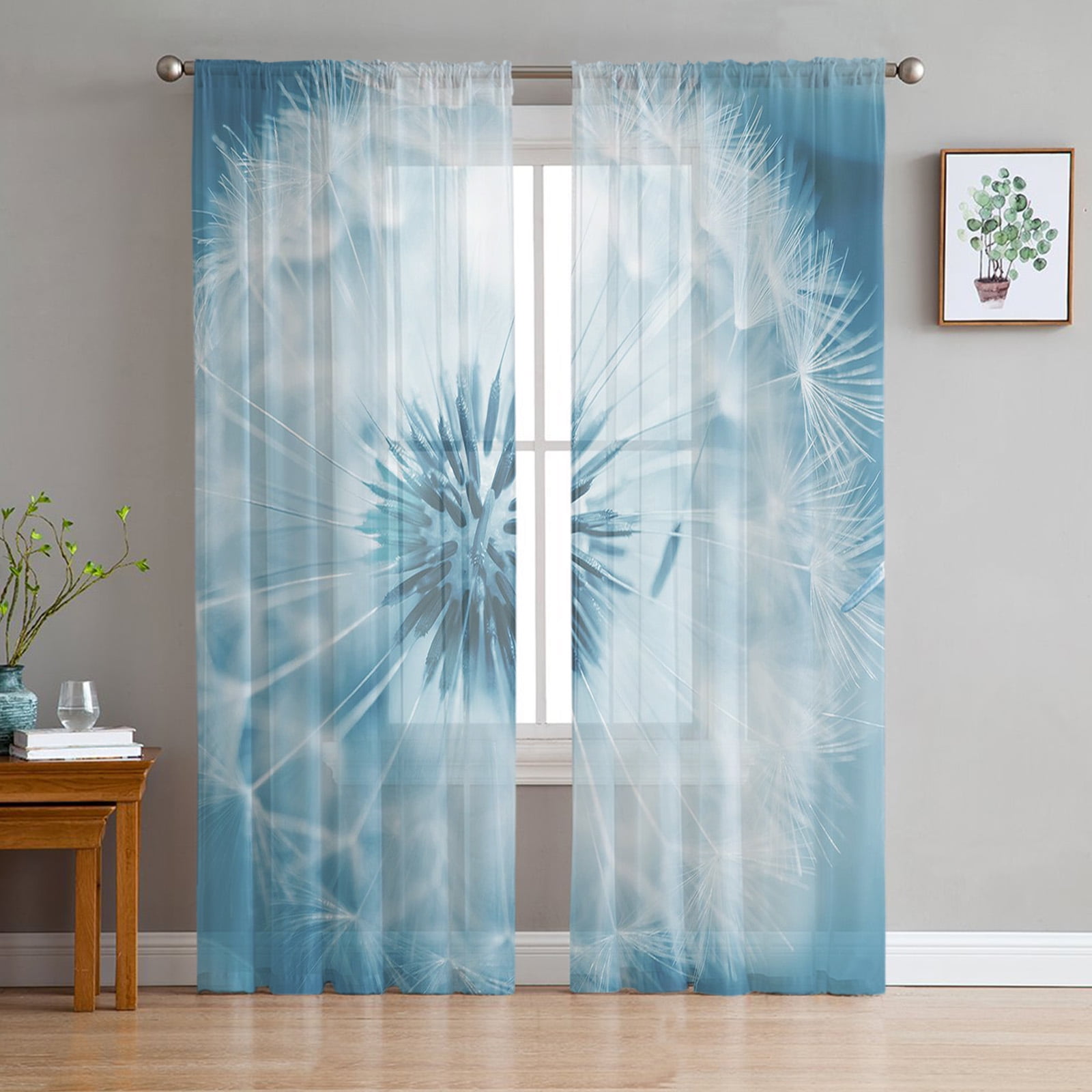 Dandelion Plant Window Curtains Bedroom Modern Drape Sheer Tulle ...