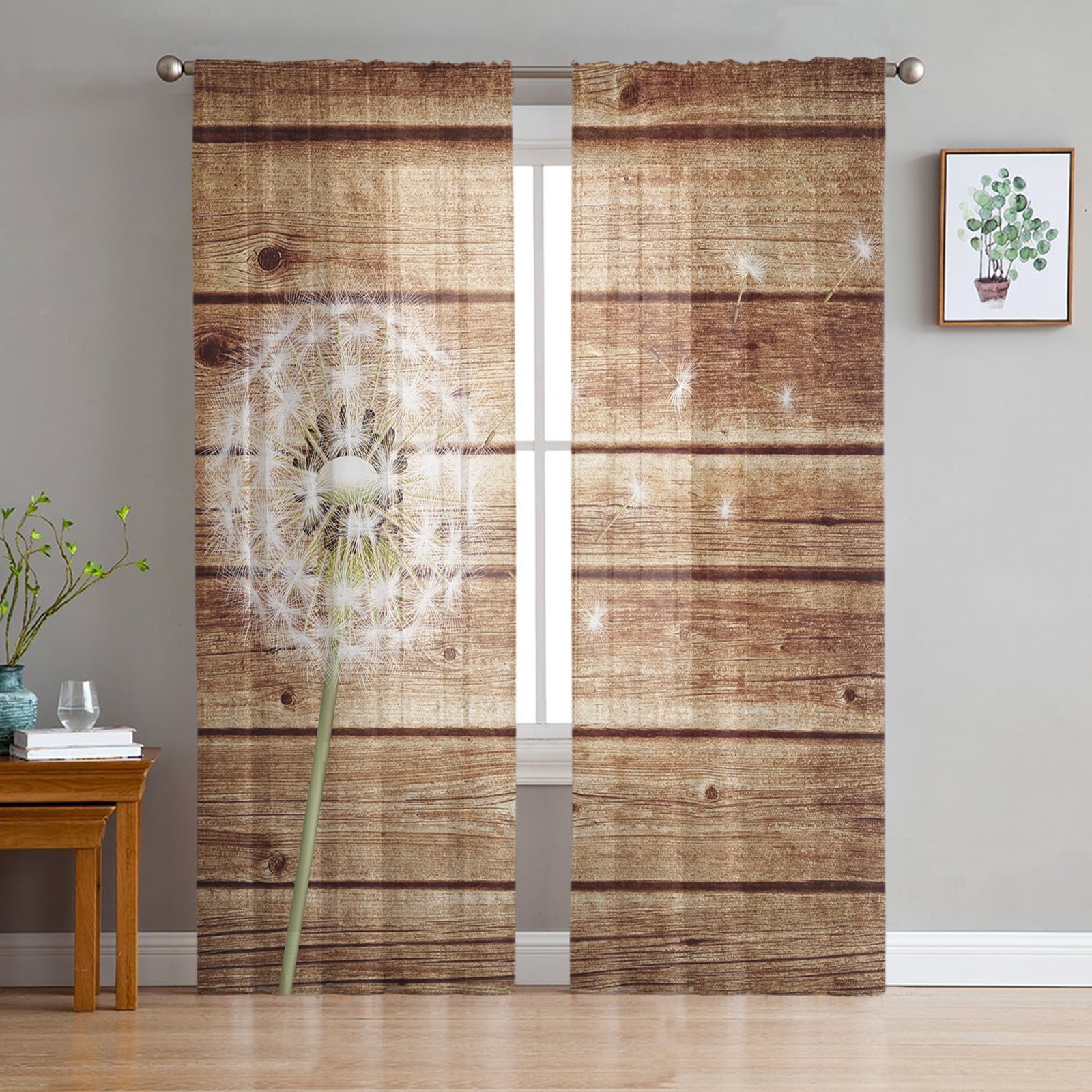 Dandelion Plant Window Curtains Bedroom Modern Drape Sheer Tulle ...