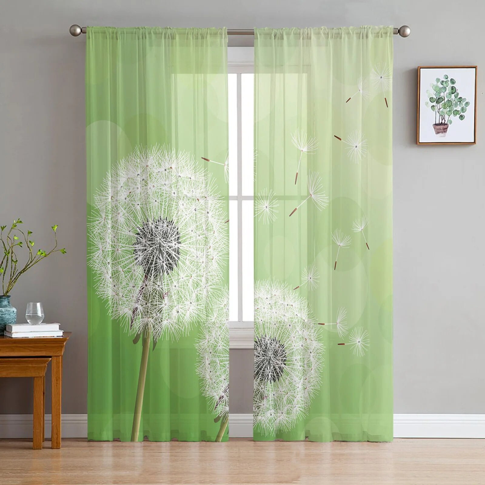 Dandelion Plant Window Curtains Bedroom Modern Drape Sheer Tulle ...