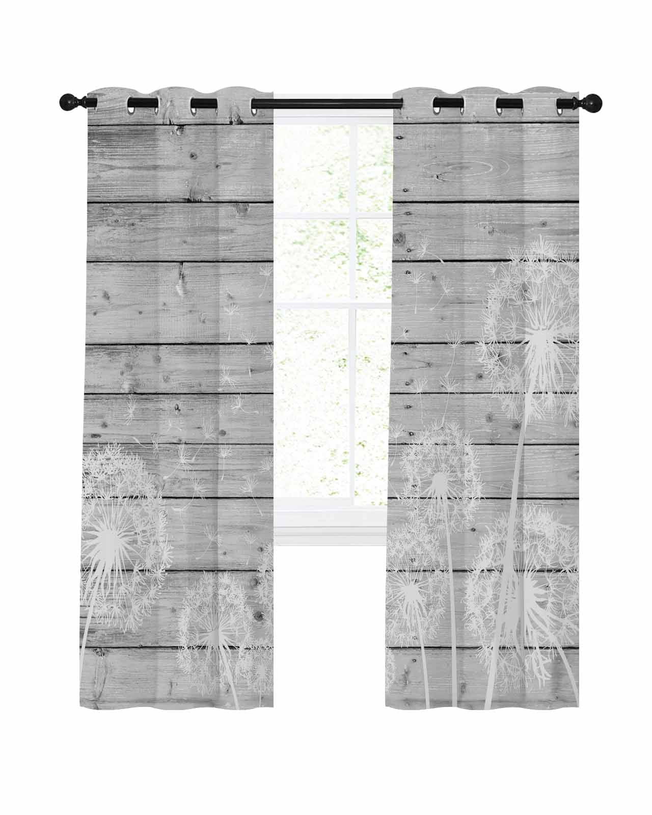 Dandelion Plants Blackout Curtains 45 Inch Length Vintage White ...