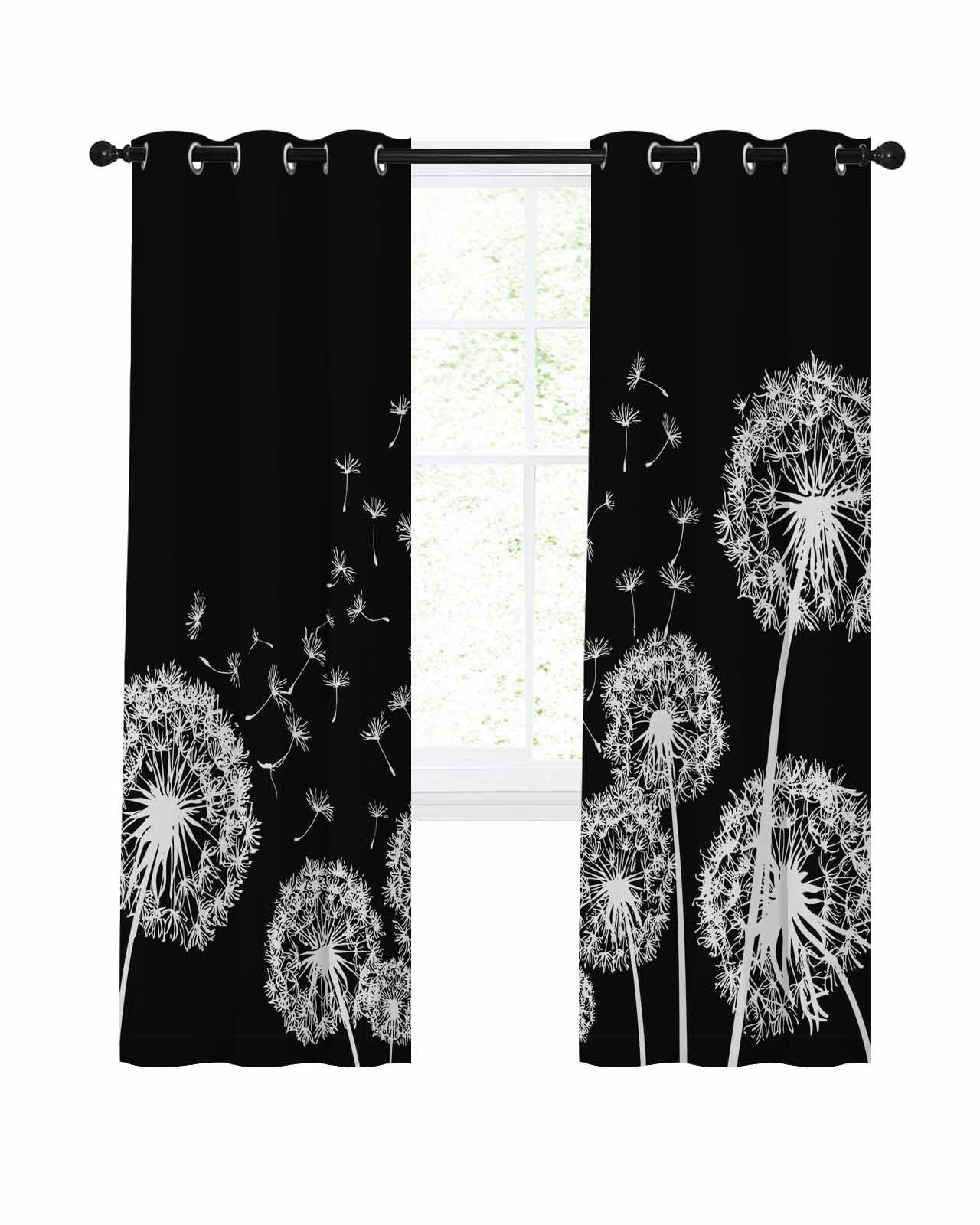 Dandelion Plants Blackout Curtains 72 Inch Length Vintage White ...