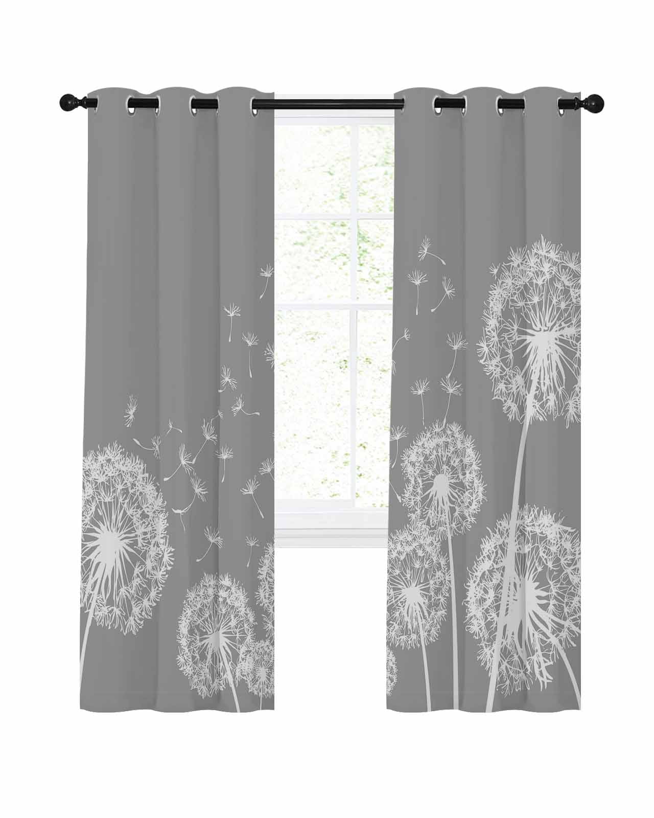 Dandelion Plants Blackout Curtains 84 Inch Length Vintage White ...