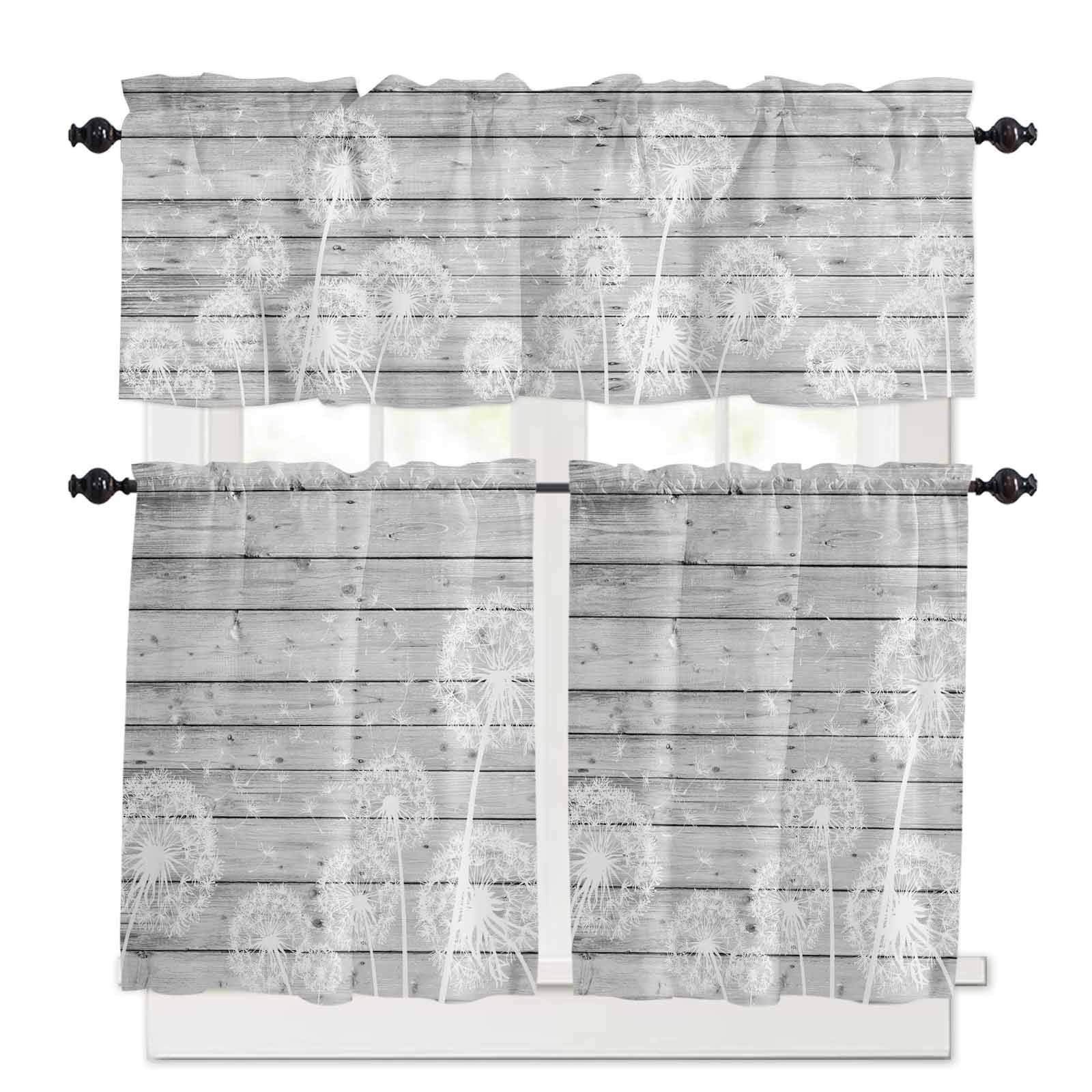 Dandelion Plants Kitchen Curtains Valances and Tiers Set of 3 Vintage ...