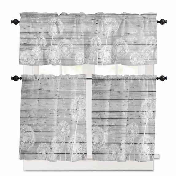 Dandelion Plants Kitchen Curtains Valances and Tiers Set of 3 Vintage ...