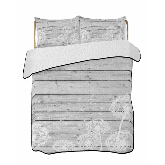Dandelion Plants Quilts Bedding Set Twin Size Vintage White Dandelions ...