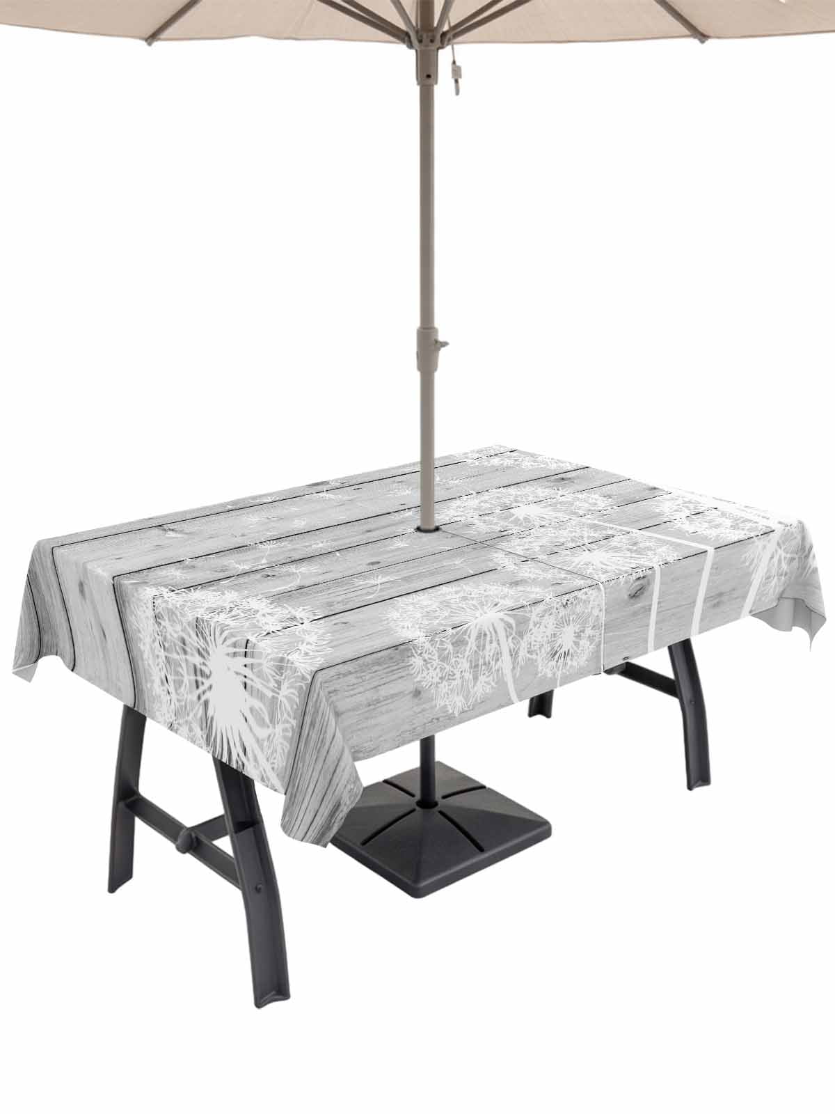 Dandelion Plants Rectangle Outdoor Tablecloth with Umbrella Hole ...